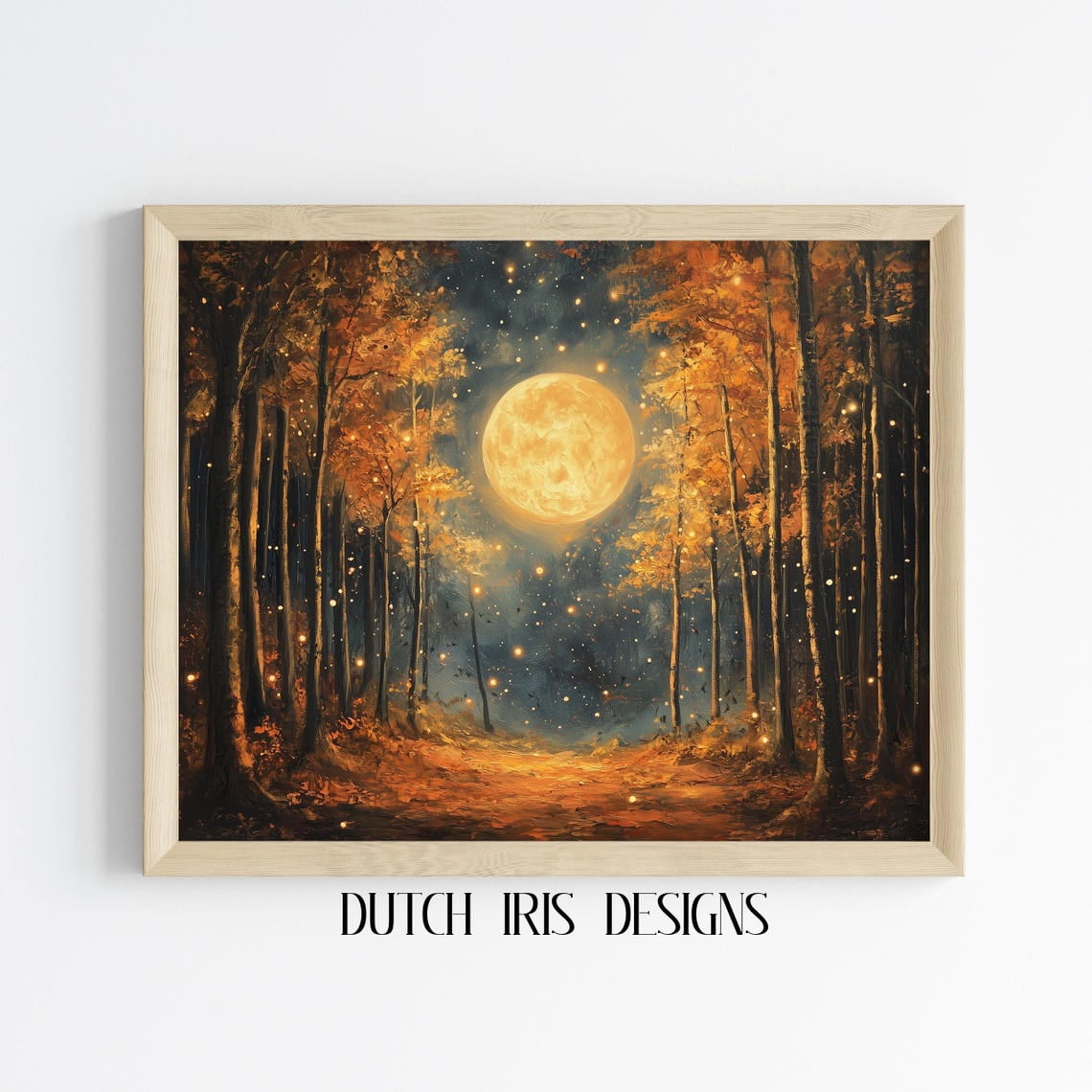 Glowing Harvest Moon In Autumn Forest, Magical, Rustic Fall Night Scene ...