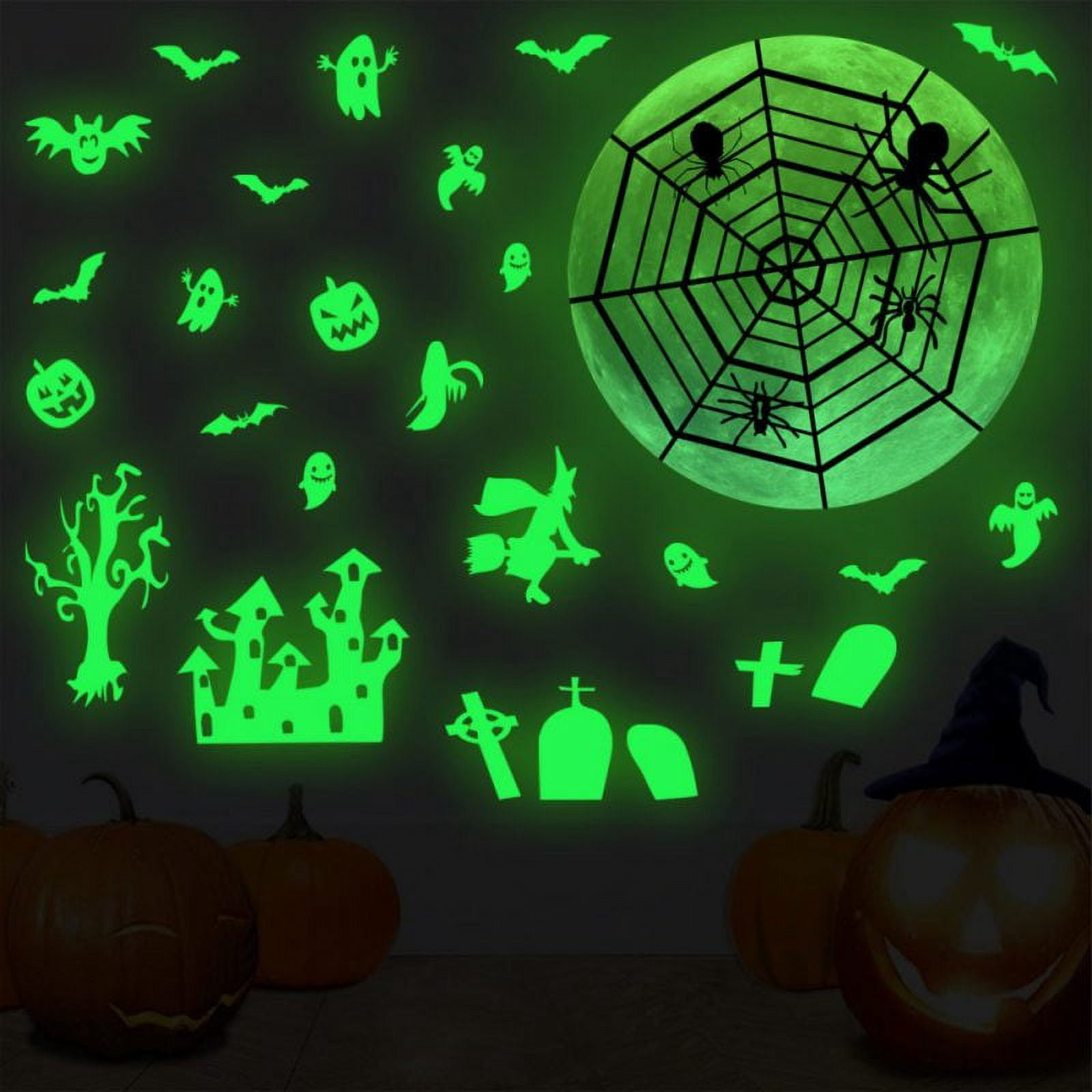 Glowing In Dark Halloween Stickers Spider Web Ghost Fluorescent ...