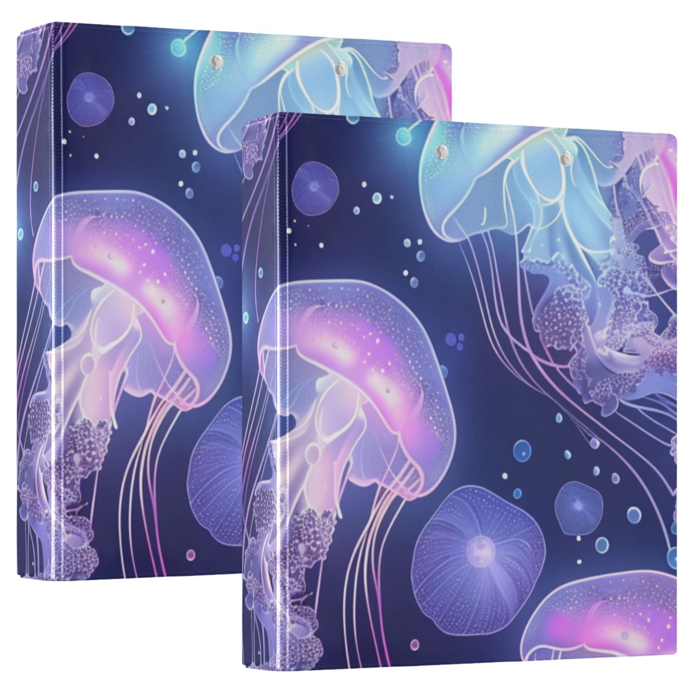 Glowing Jellyfish Bubbles 3 Ring Binders 1.5 inch Hardcover File ...