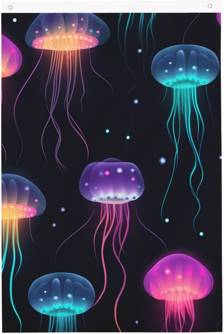 Glowing Jellyfish Flag Double SideSea Ocean House Flags Garden Banner ...