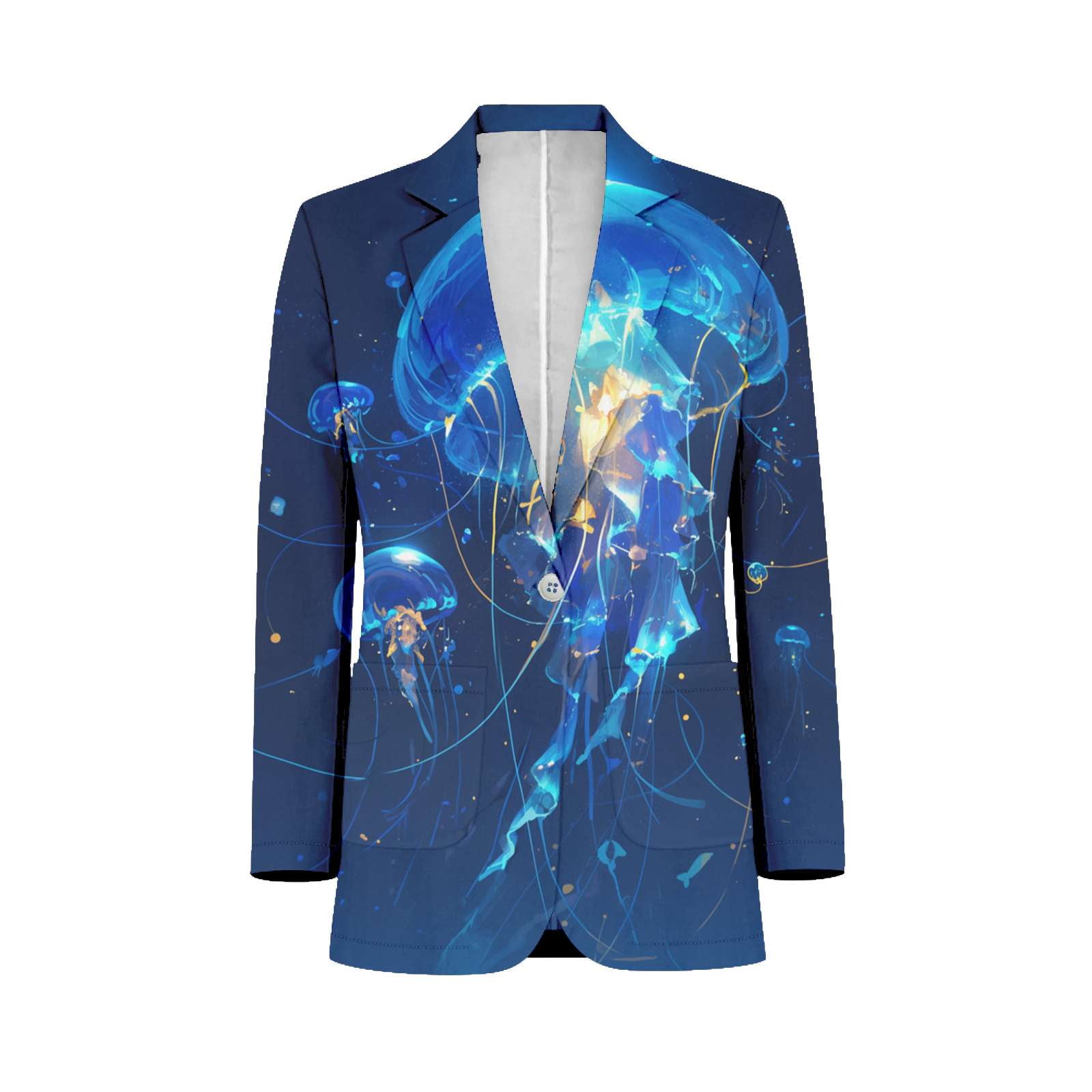 Glowing Jellyfish Floating In Sea Customized Men's Suits full man Shawl ...