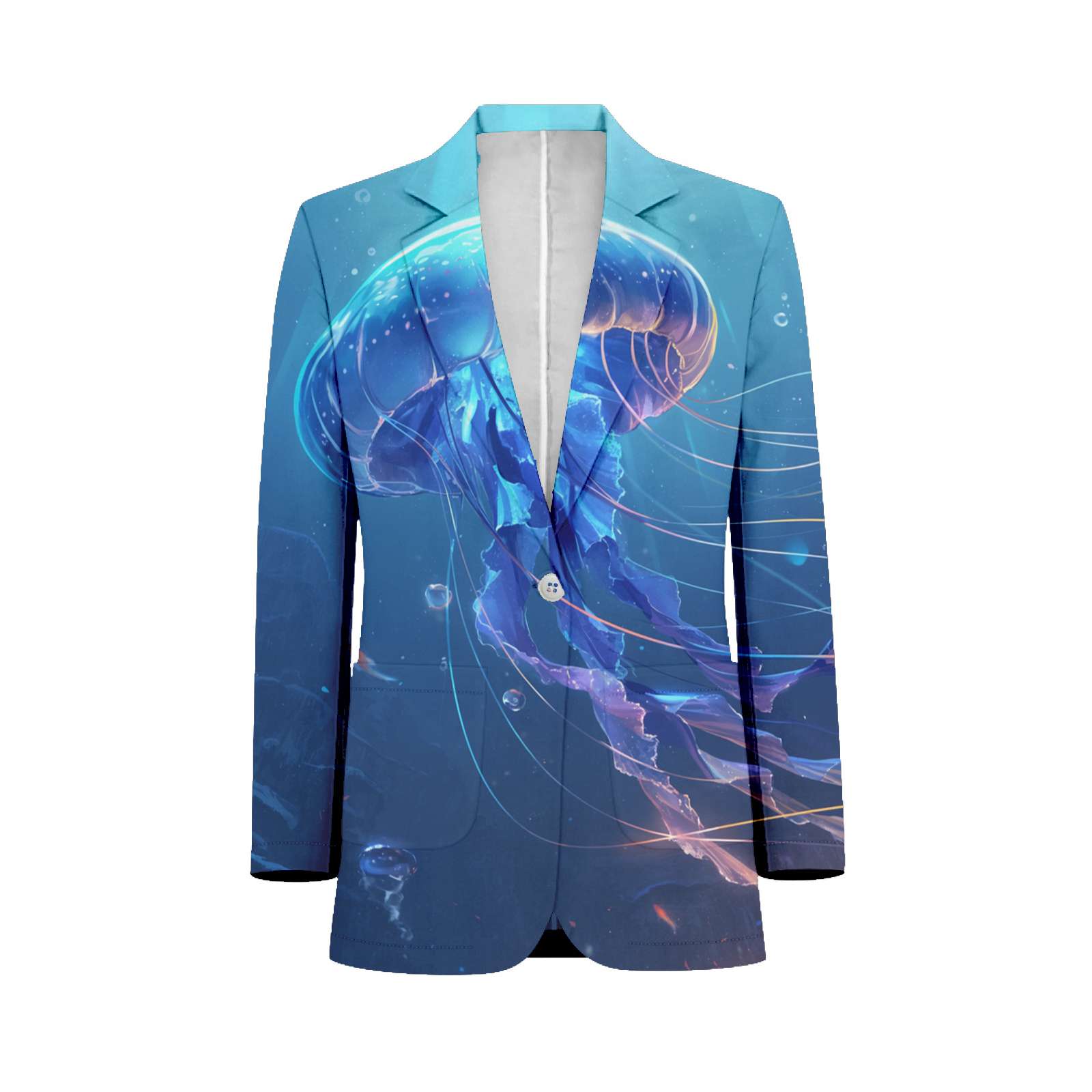 Glowing Jellyfish Floating In Sea Mens Suits Shawl Collar Slim Fit Suit ...