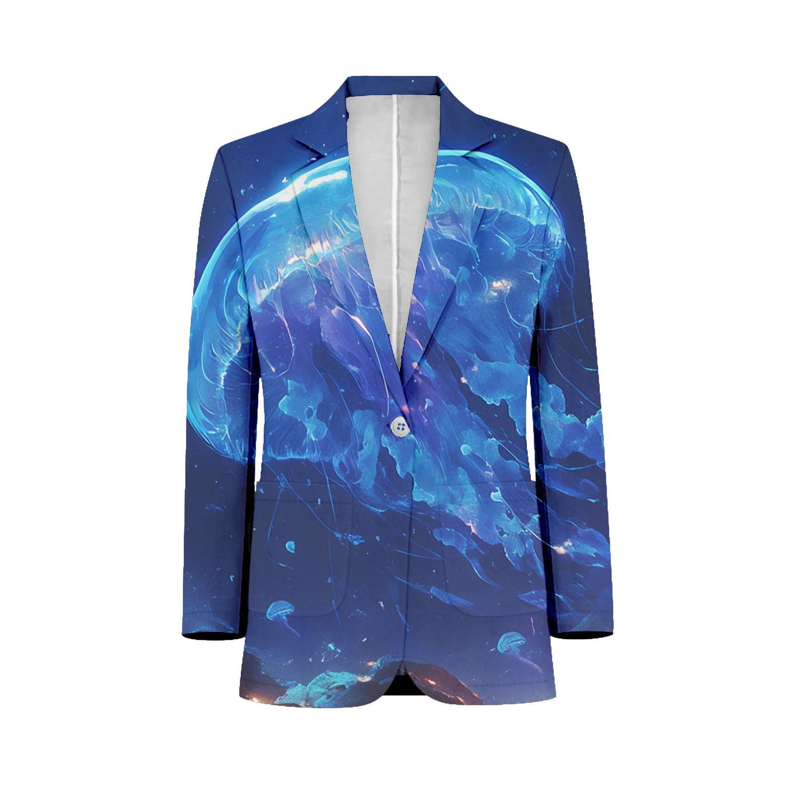 Glowing Jellyfish Floating In Sea Mens Suits Shawl Collar Slim Fit Suit ...