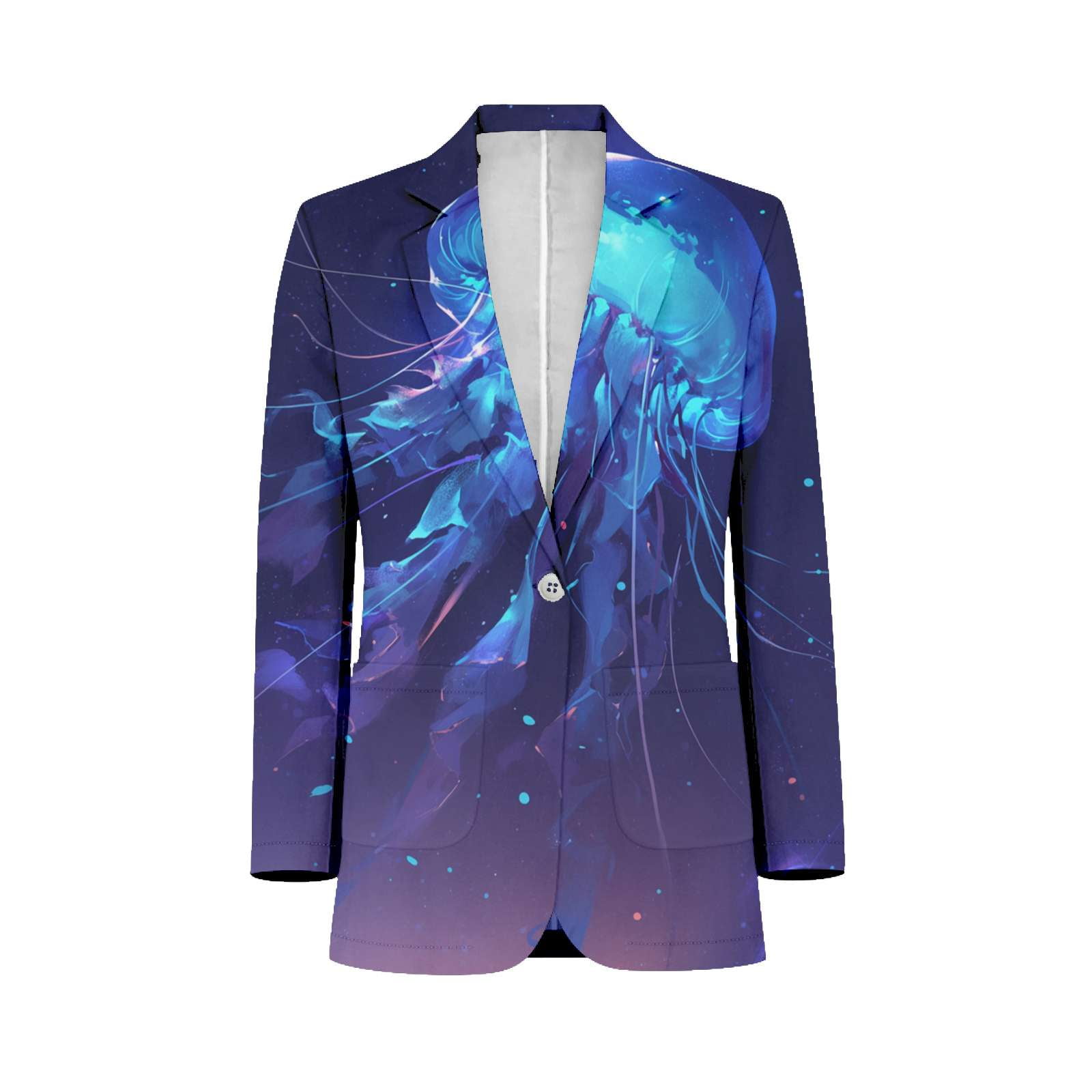 Glowing Jellyfish Floating In Sea Mens Suits Shawl Collar Slim Fit Suit ...