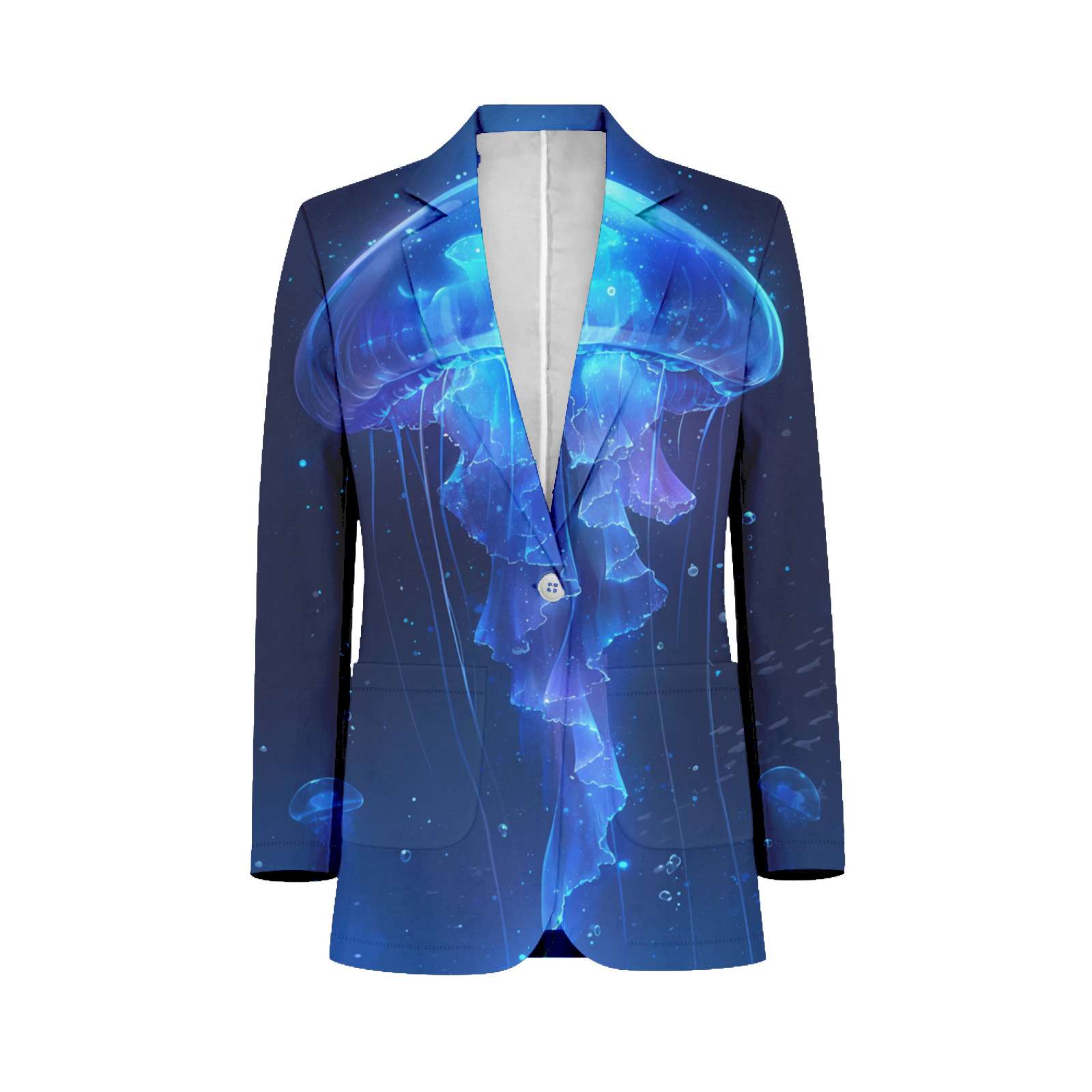 Glowing Jellyfish Floating In Sea Mens Suits Shawl Collar Slim Fit Suit ...