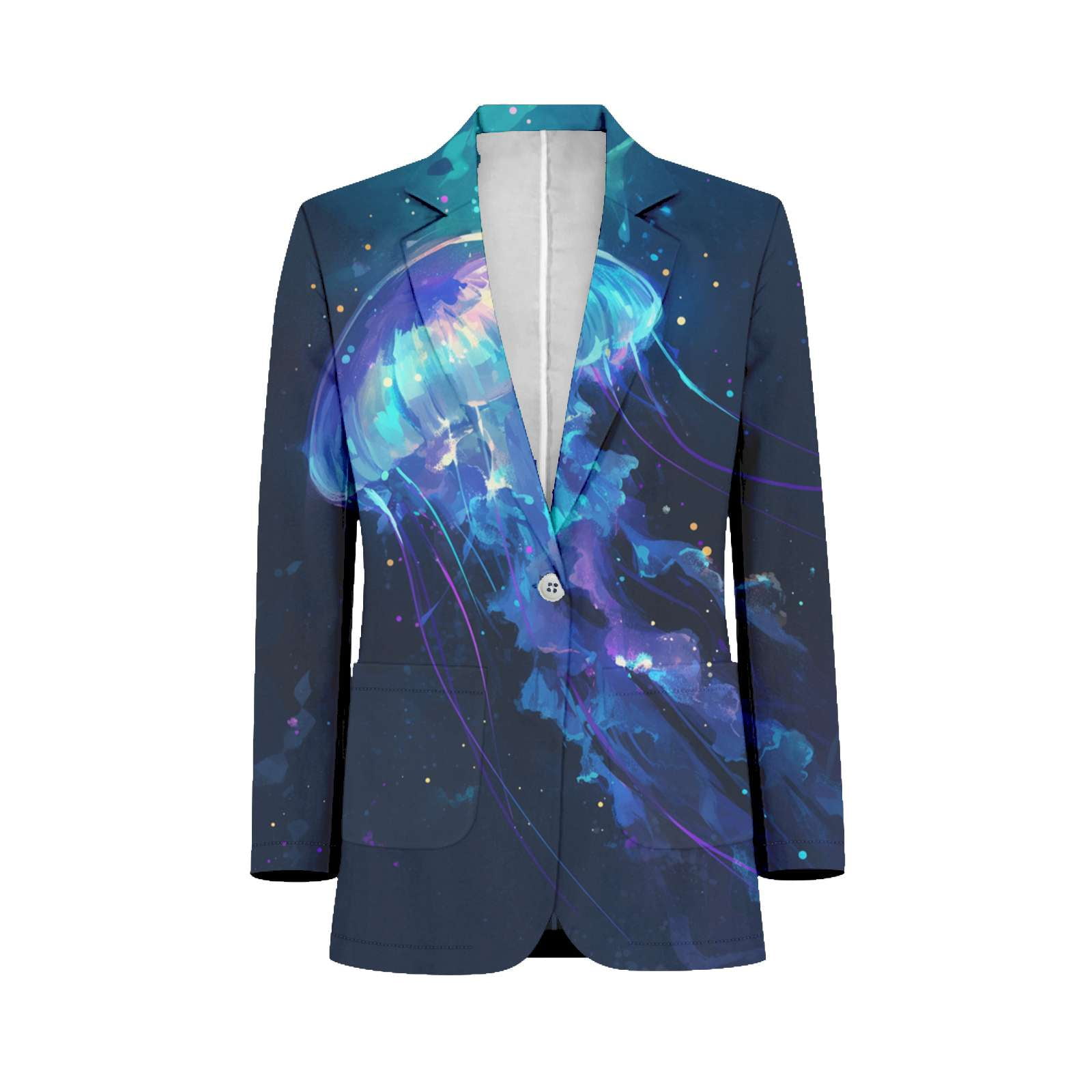 Glowing Jellyfish Floating In Sea Mens Suits Shawl Collar Slim Fit Suit ...