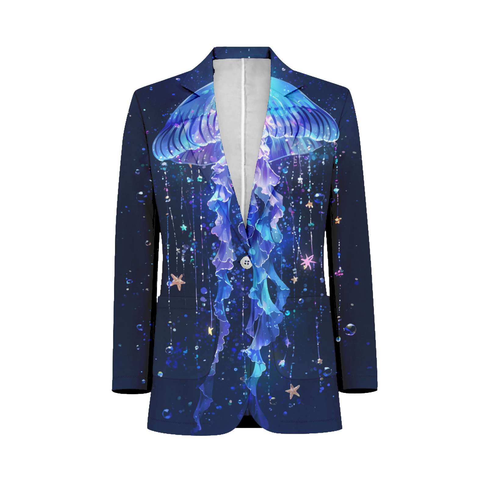 Glowing Jellyfish Floating In Sea Mens Suits Shawl Collar Slim Fit Suit ...