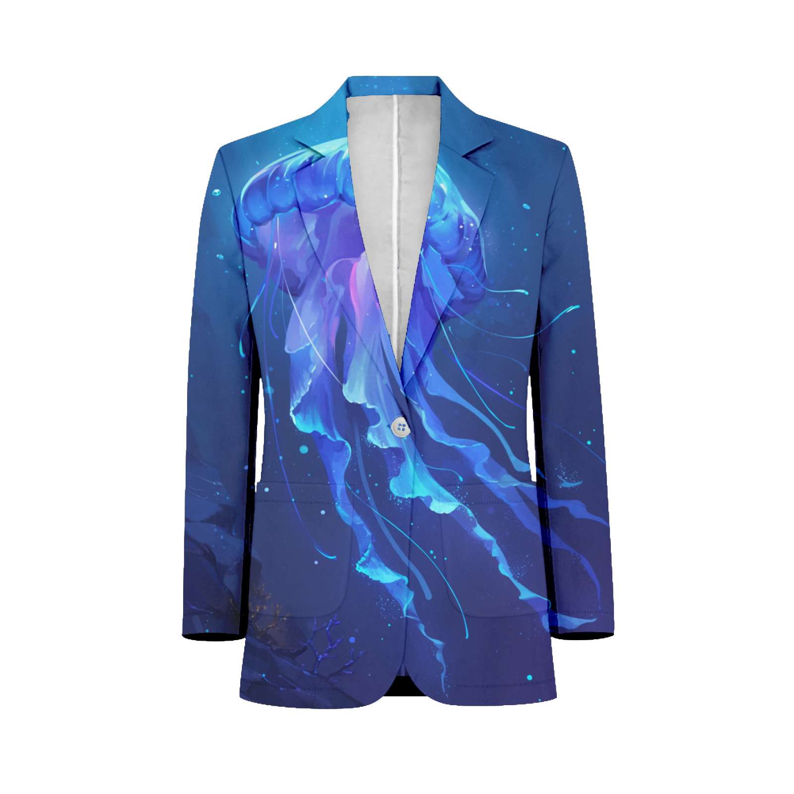 Glowing Jellyfish Floating In Sea Mens Suits Shawl Collar Slim Fit Suit ...