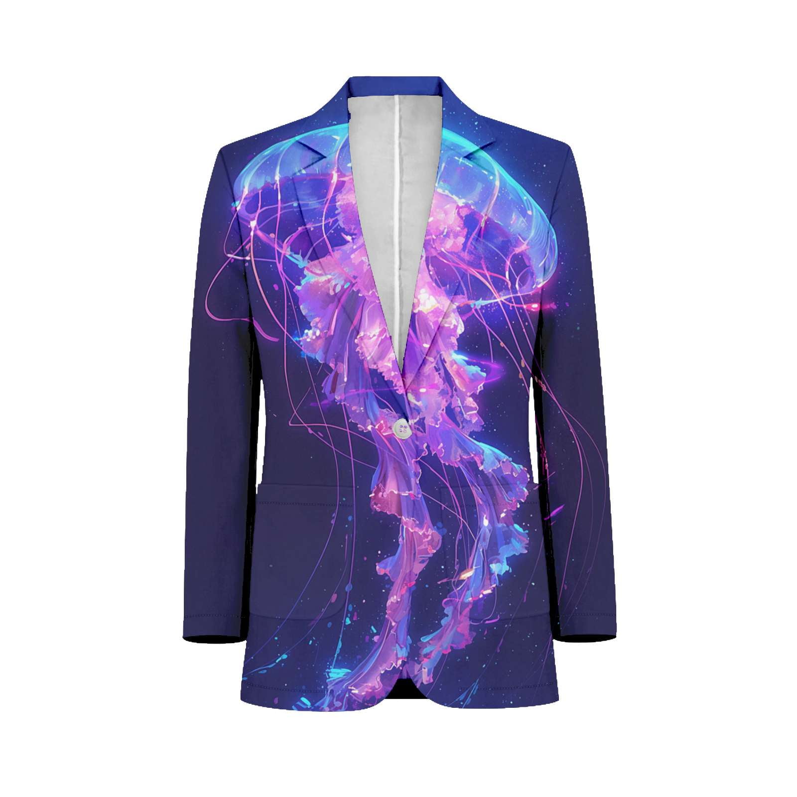 Glowing Jellyfish Floating In Sea Mens Suits Shawl Collar Slim Fit Suit ...
