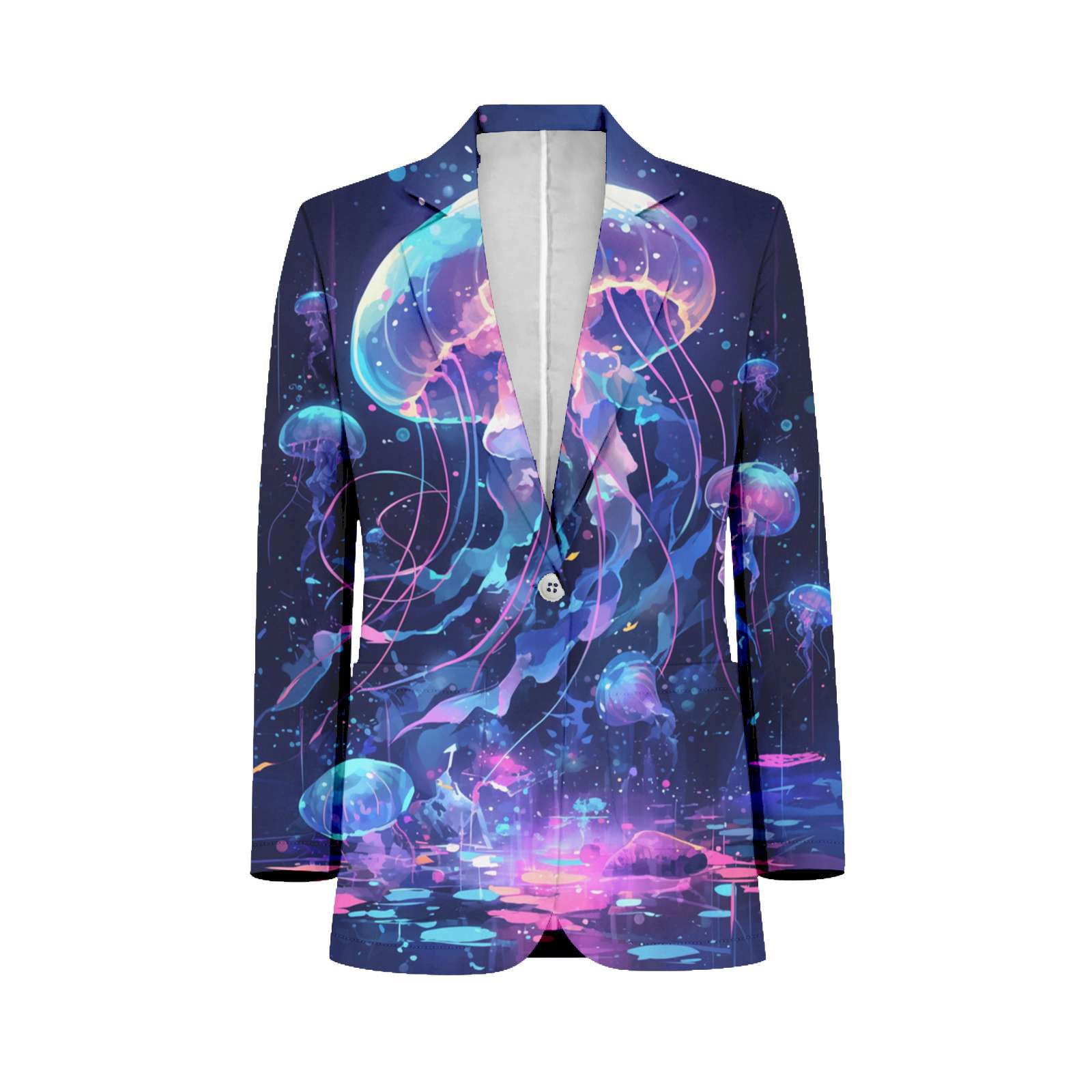 Glowing Jellyfish Floating In Sea Mens Suits Shawl Collar Slim Fit Suit ...
