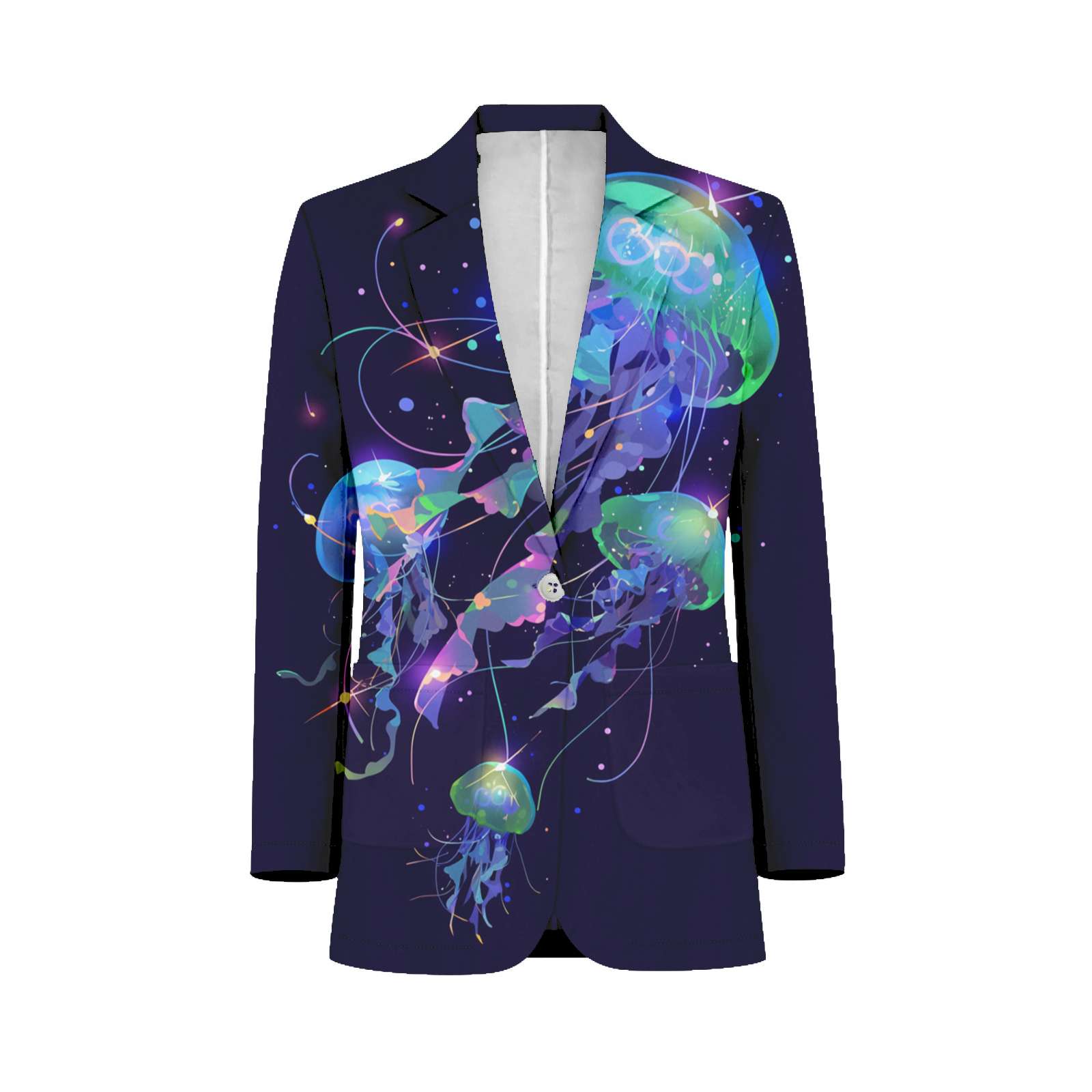 Glowing Jellyfish Floating In Sea Mens Suits Shawl Collar Slim Fit Suit ...