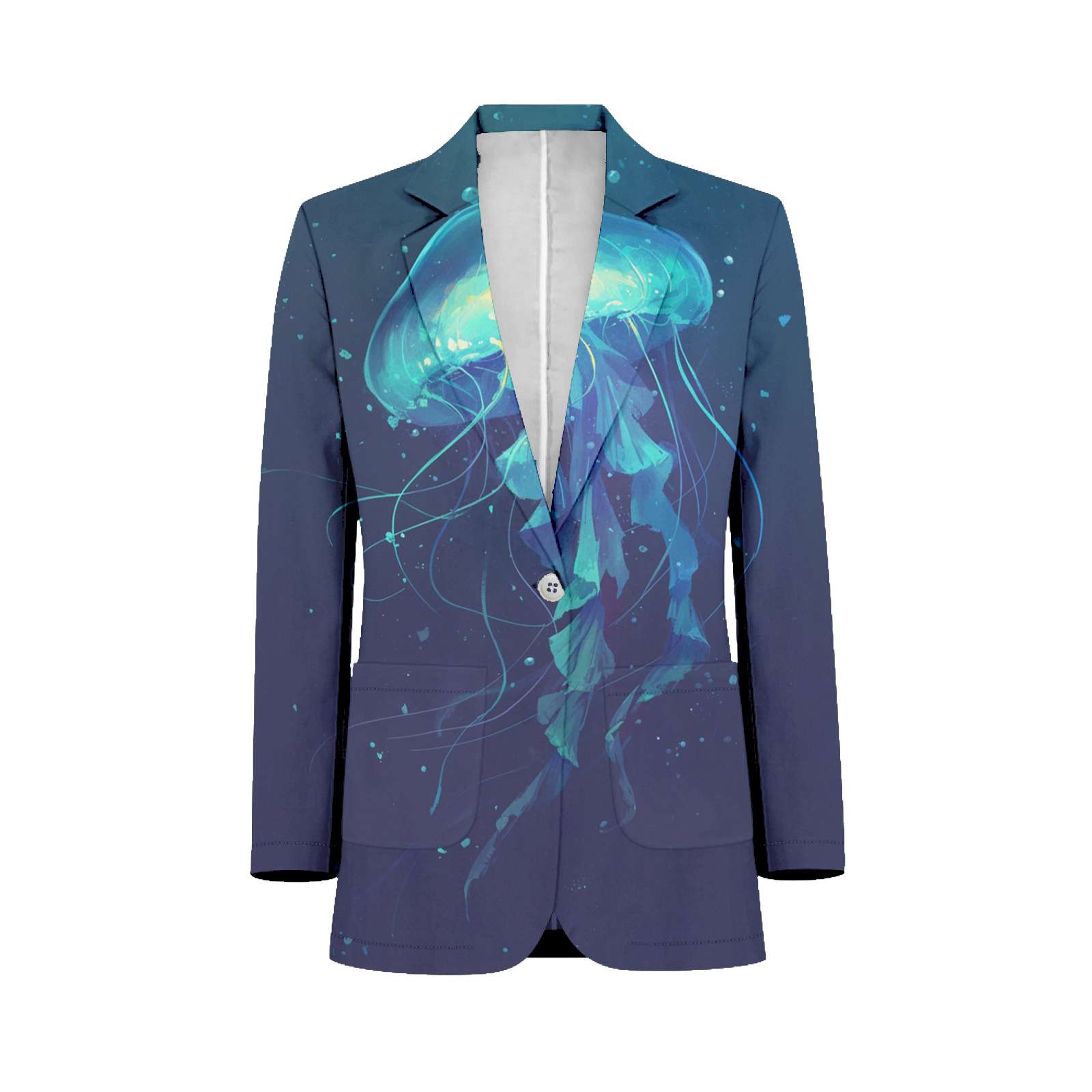 Glowing Jellyfish Floating In Sea Mens Suits Shawl Collar Slim Fit Suit ...