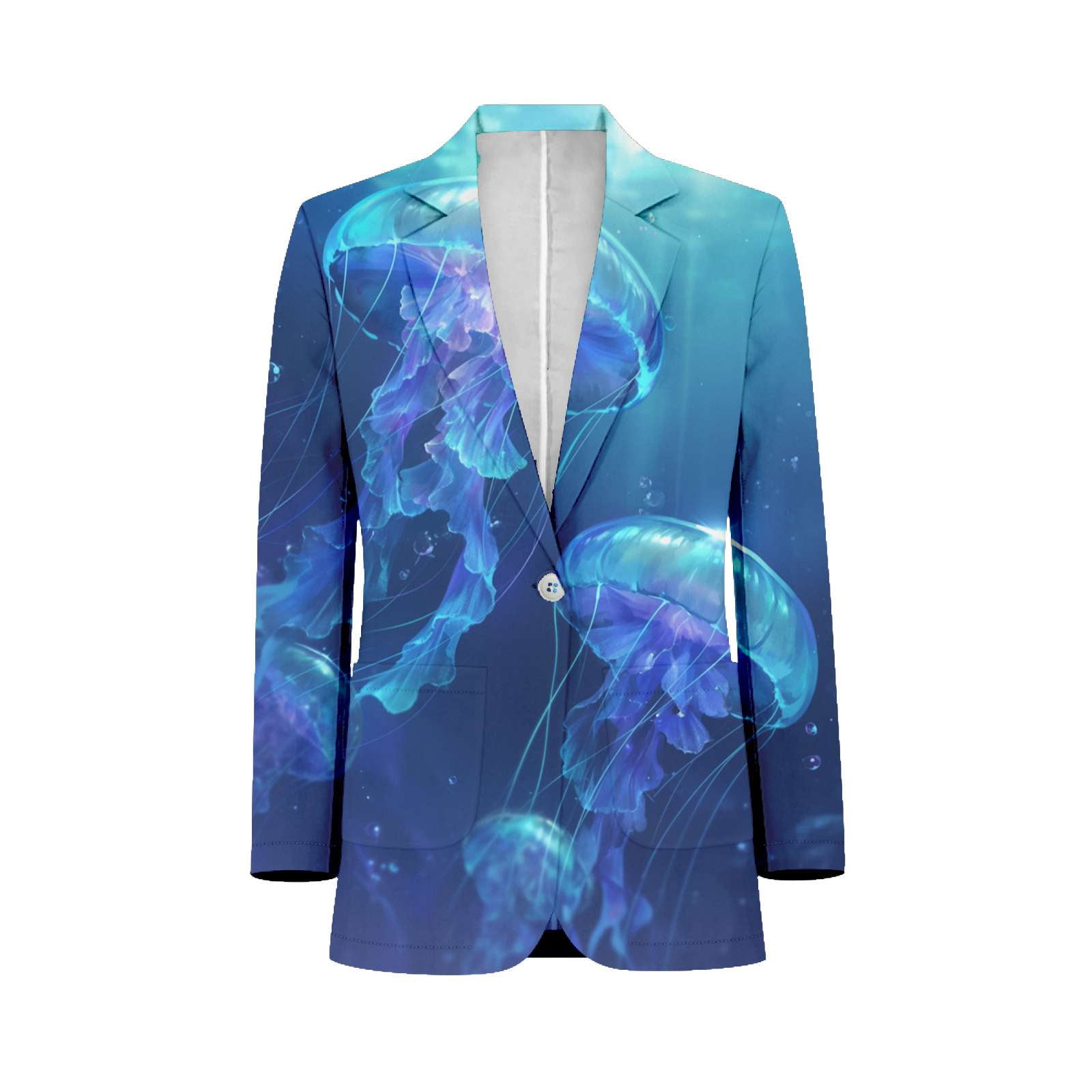 Glowing Jellyfish Floating In Sea Mens Suits Shawl Collar Slim Fit Suit ...