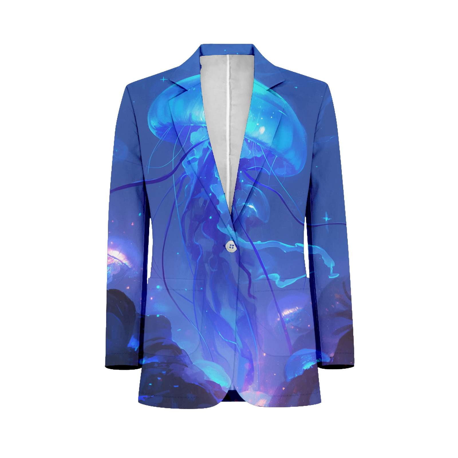 Glowing Jellyfish Floating In Sea Mens Suits Shawl Collar Slim Fit Suit ...