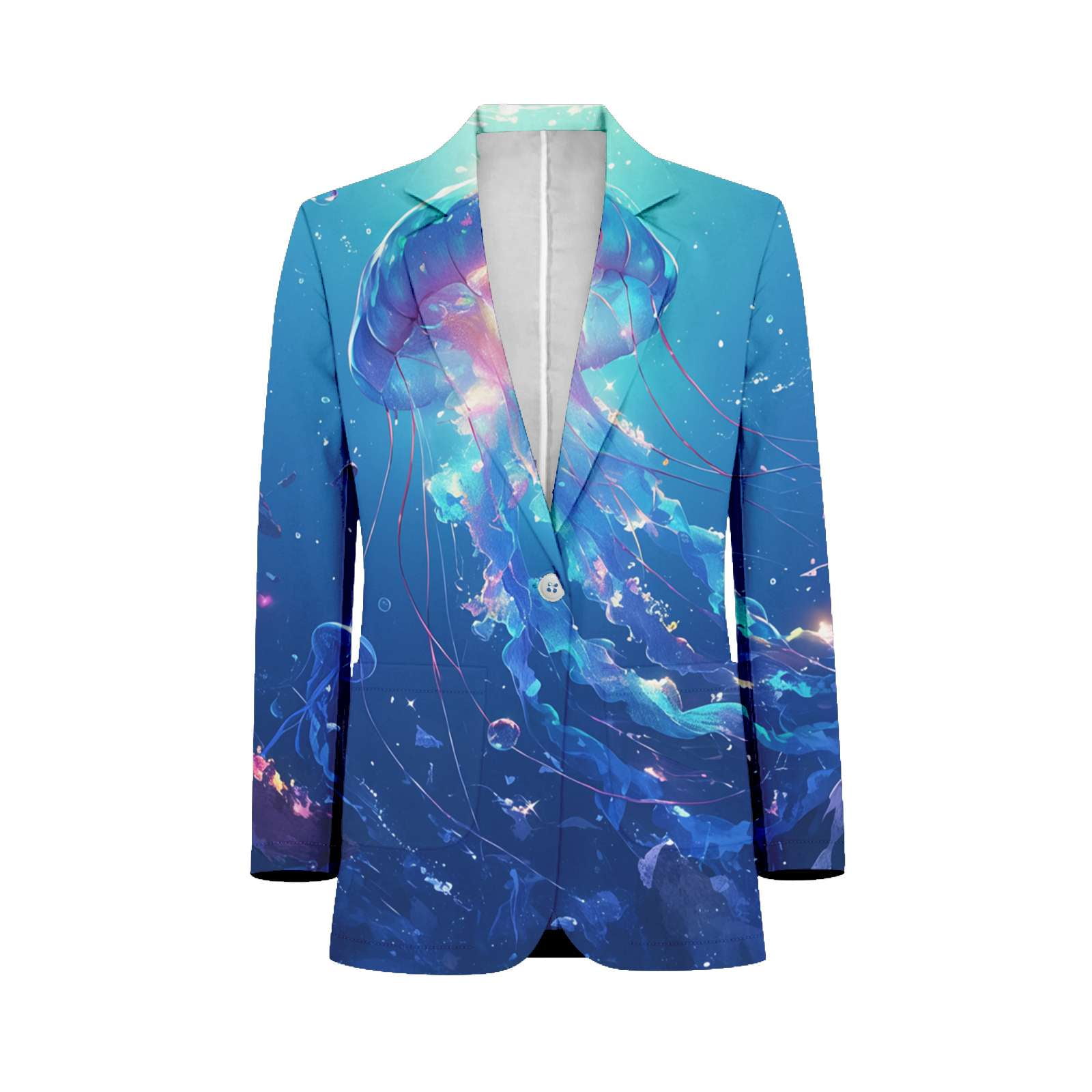 Glowing Jellyfish Floating In Sea Mens Suits Shawl Collar Slim Fit Suit ...