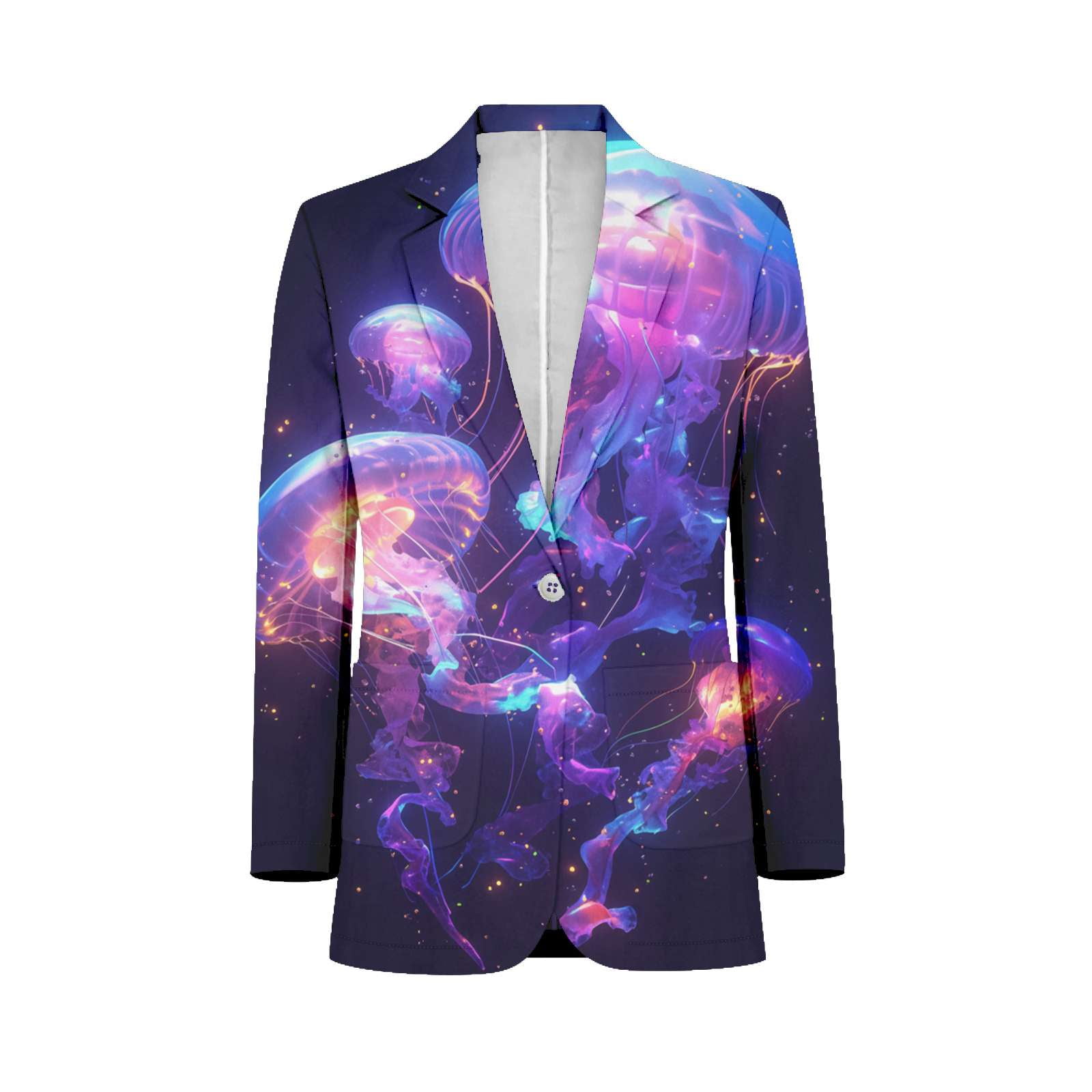 Glowing Jellyfish Floating In Sea Mens Suits Shawl Collar Slim Fit Suit ...