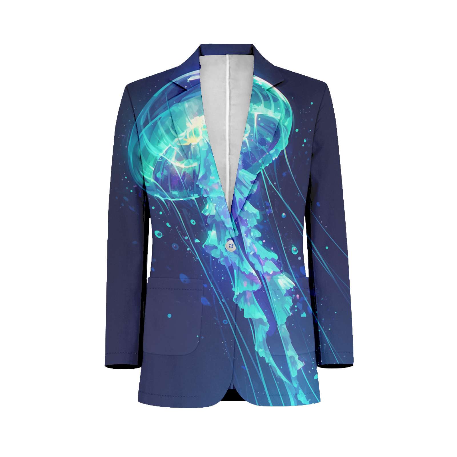 Glowing Jellyfish Floating In Sea Mens Suits Shawl Collar Slim Fit Suit ...