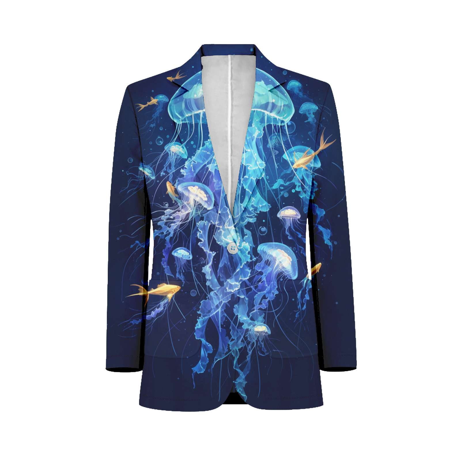 Glowing Jellyfish Floating In Sea Mens Suits Shawl Collar Slim Fit Suit ...