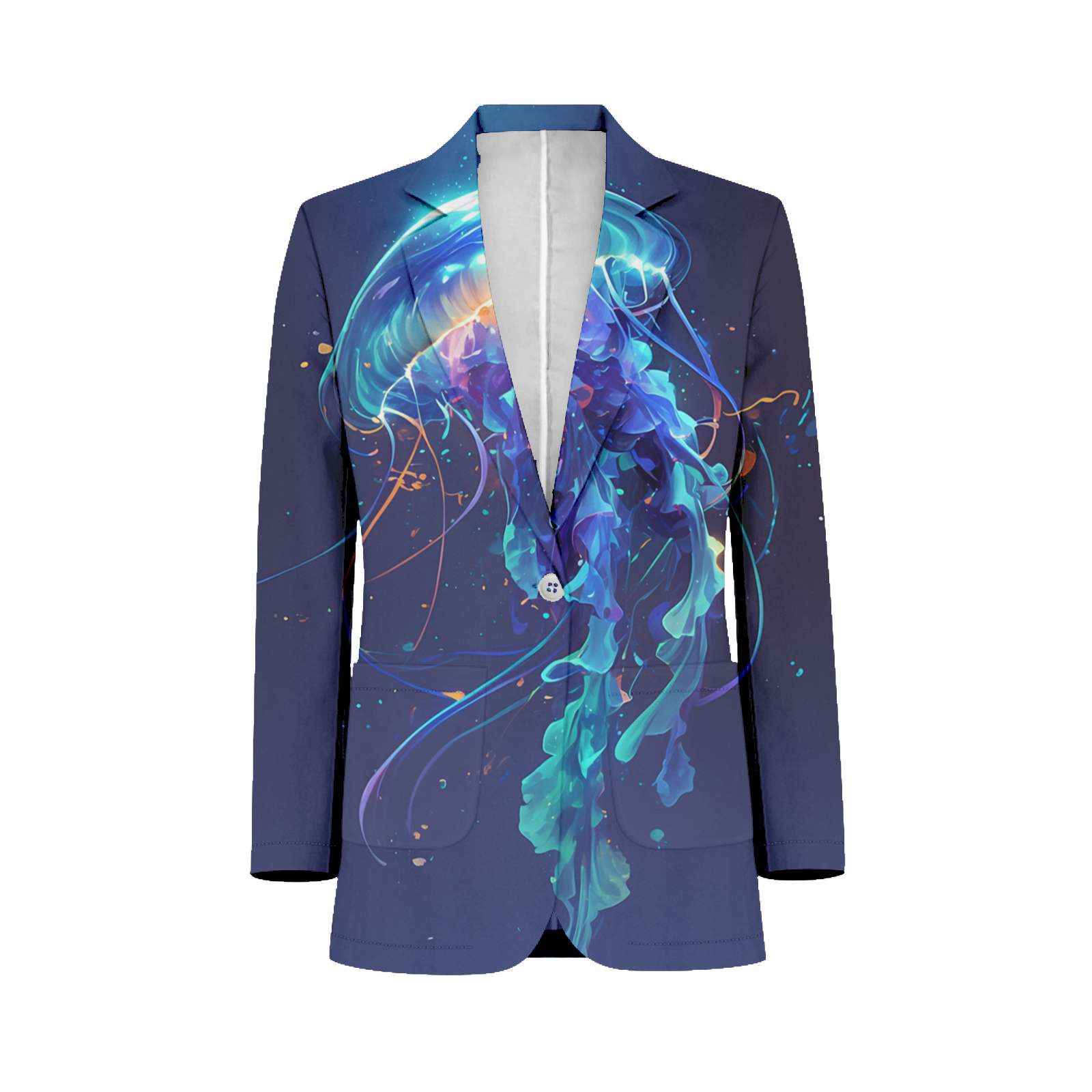 Glowing Jellyfish Floating In Sea Mens Suits Shawl Collar Slim Fit Suit ...