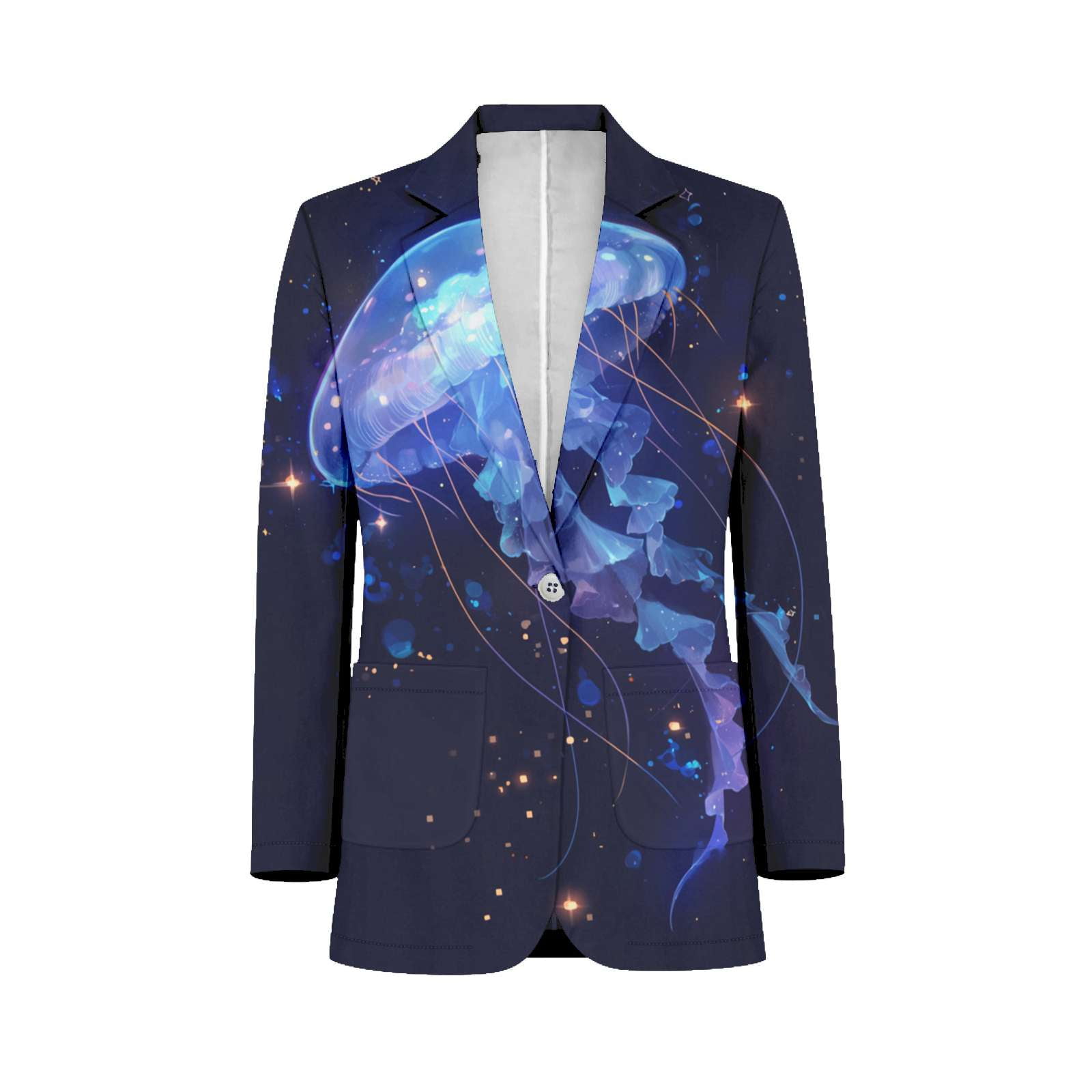 Glowing Jellyfish Floating In Sea Mens Suits Shawl Collar Slim Fit Suit ...