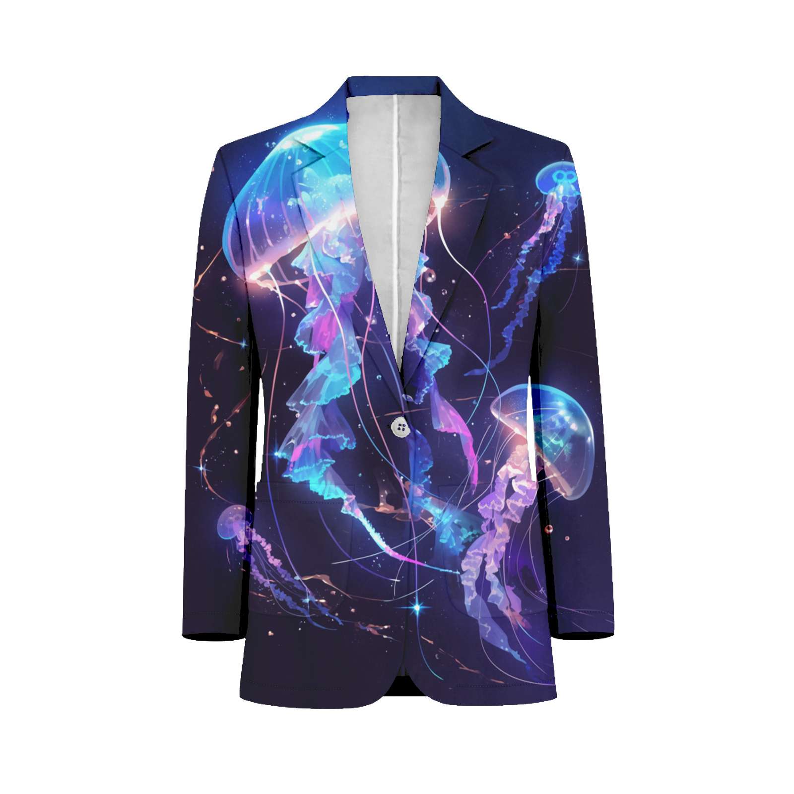 Glowing Jellyfish Floating In Sea Mens Suits Shawl Collar Slim Fit Suit ...