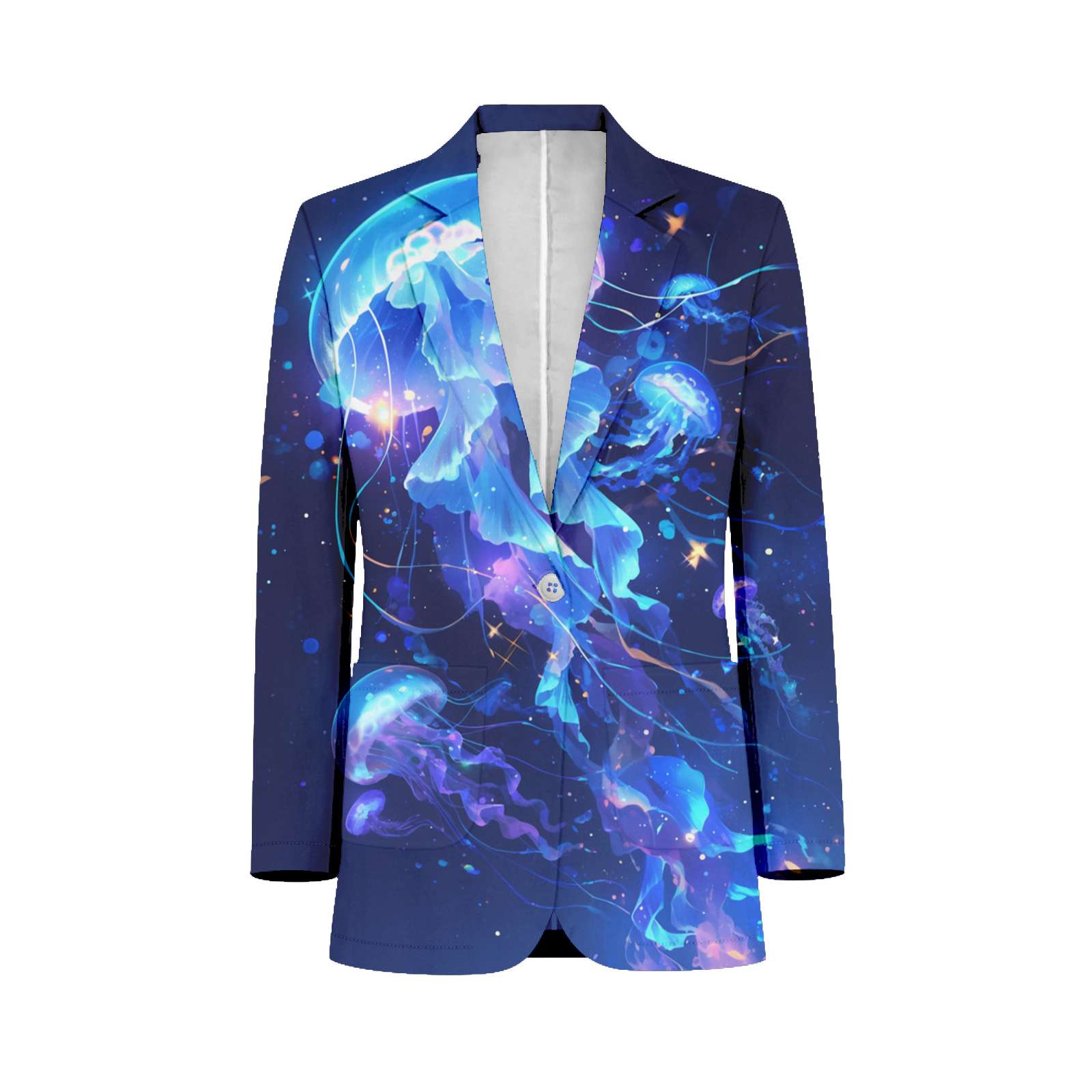 Glowing Jellyfish Floating In Sea Mens Suits Shawl Collar Slim Fit Suit ...