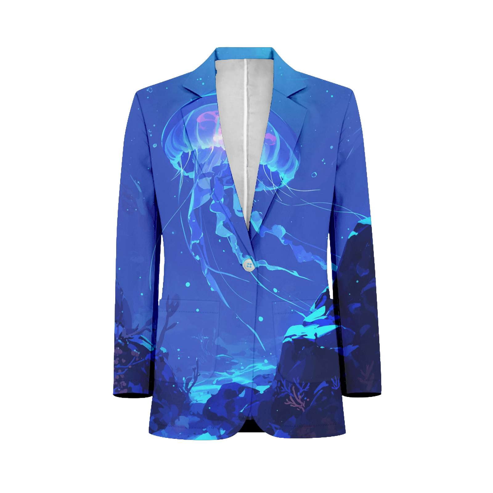 Glowing Jellyfish Floating In Sea Mens Suits Shawl Collar Slim Fit Suit ...