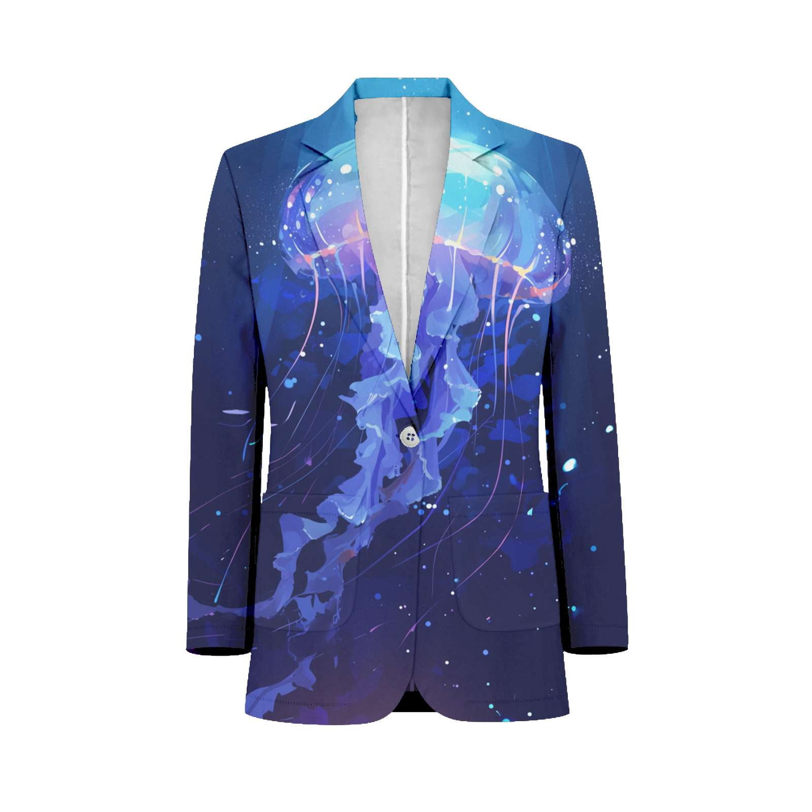 Glowing Jellyfish Floating In Sea Mens Suits Shawl Collar Slim Fit Suit ...