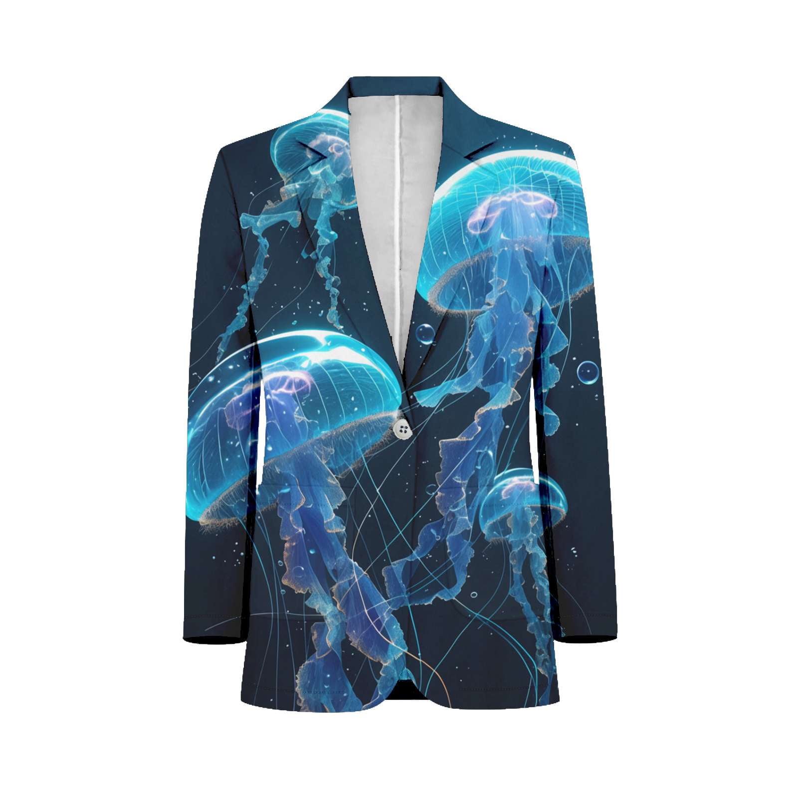 Glowing Jellyfish Floating In Sea Mens Suits Shawl Collar Slim Fit Suit ...