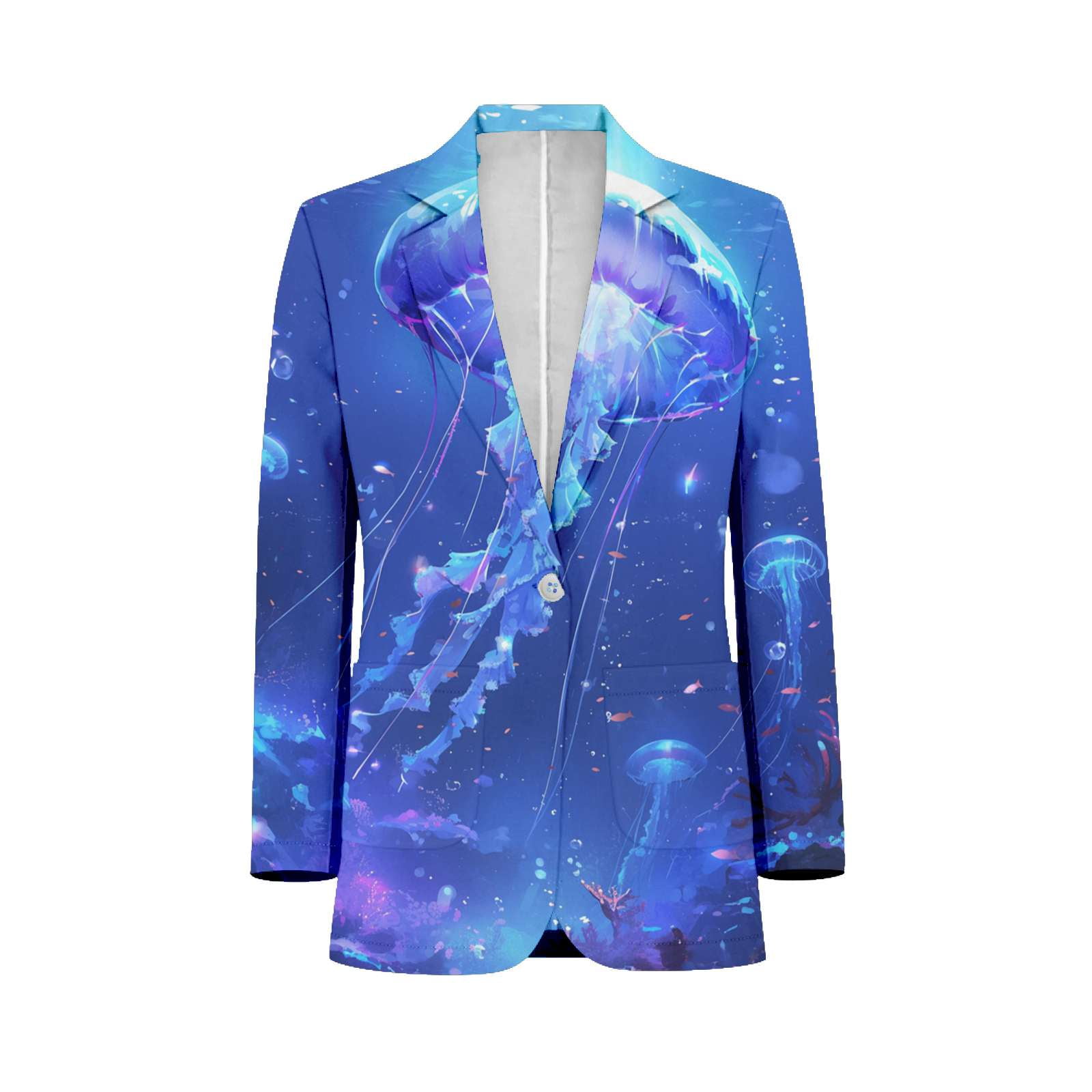Glowing Jellyfish Floating In Sea Mens Suits Shawl Collar Slim Fit Suit ...