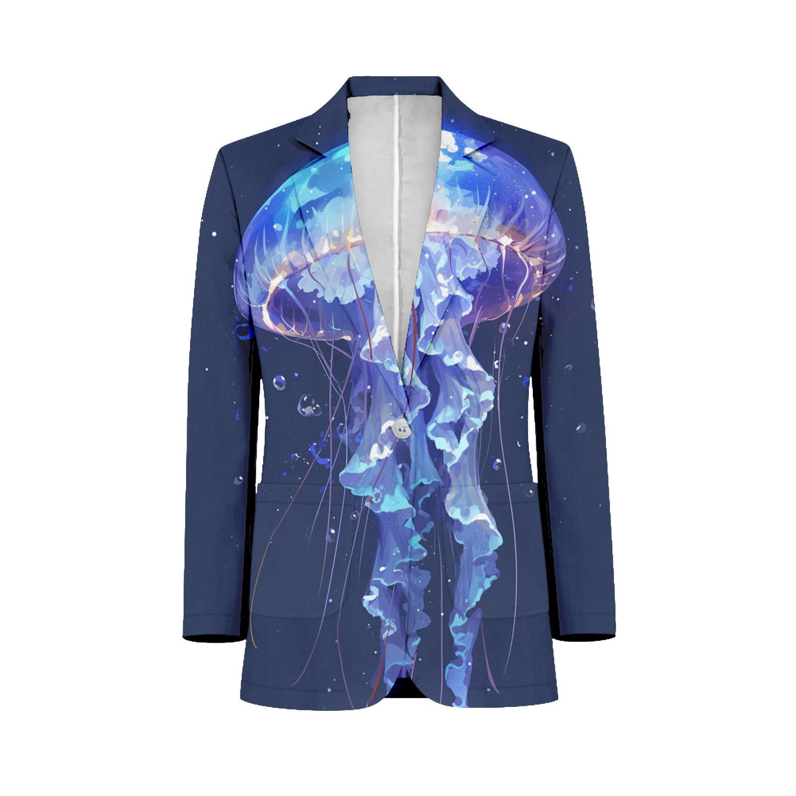 Glowing Jellyfish Floating In Sea Mens Suits Shawl Collar Slim Fit Suit ...