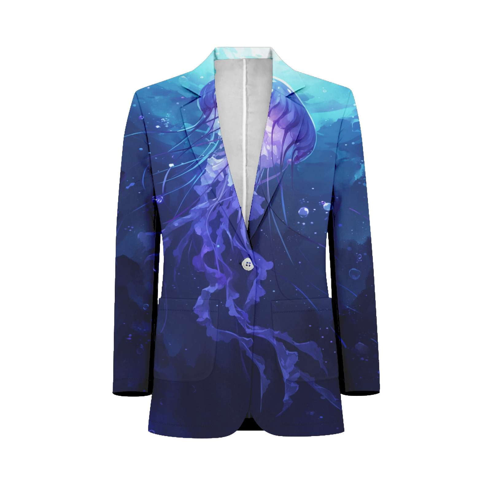 Glowing Jellyfish Floating In Sea Mens Suits Shawl Collar Slim Fit Suit ...