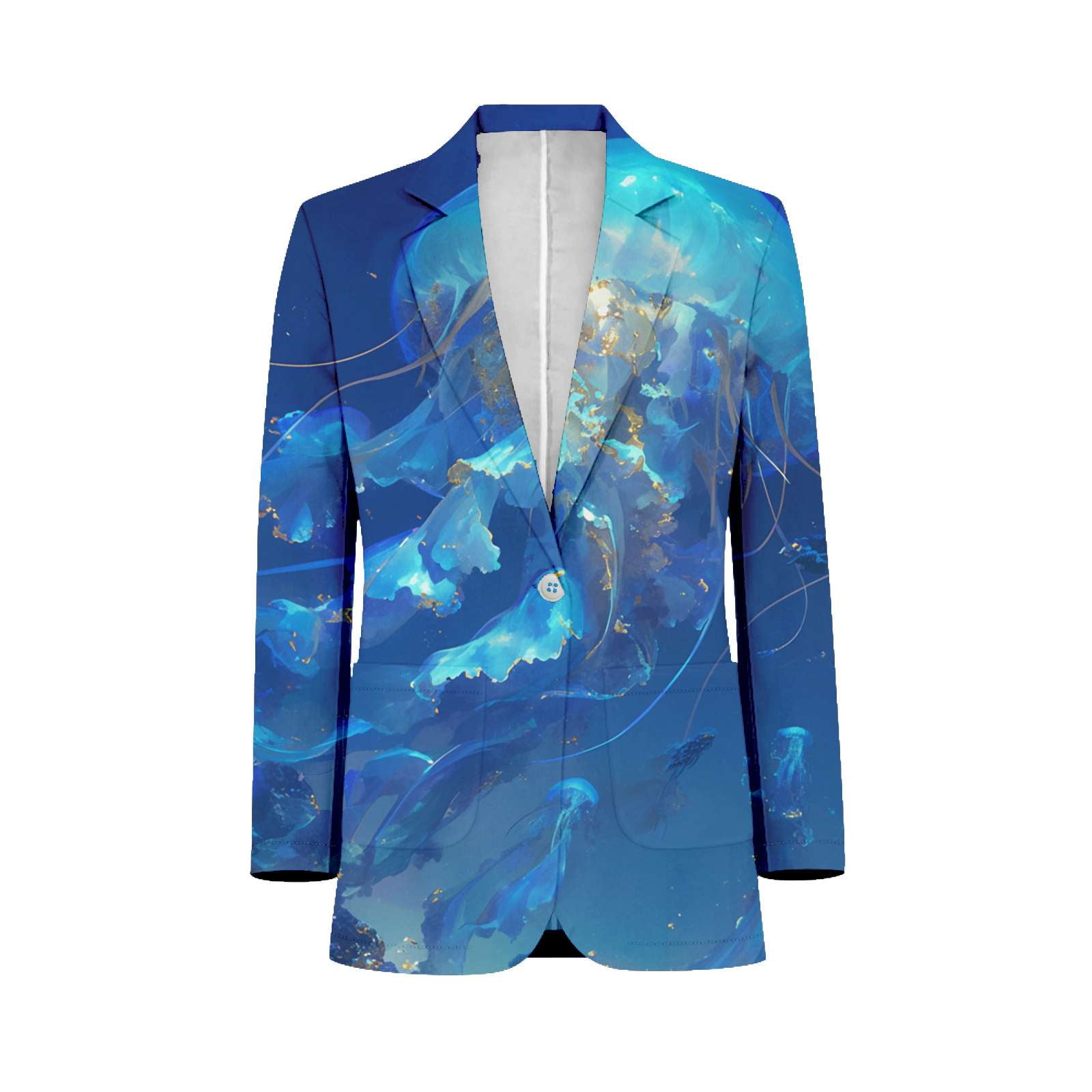 Glowing Jellyfish Floating In Sea Mens Suits Shawl Collar Slim Fit Suit ...