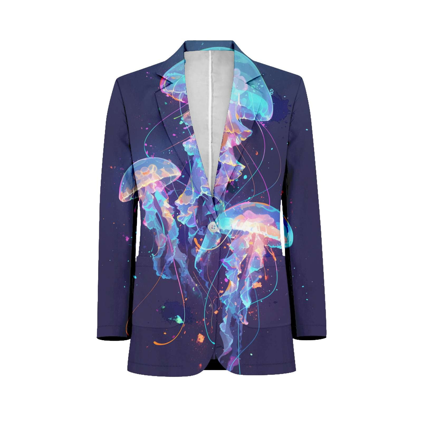 Glowing Jellyfish Floating In Sea Mens Suits Shawl Collar Slim Fit Suit ...