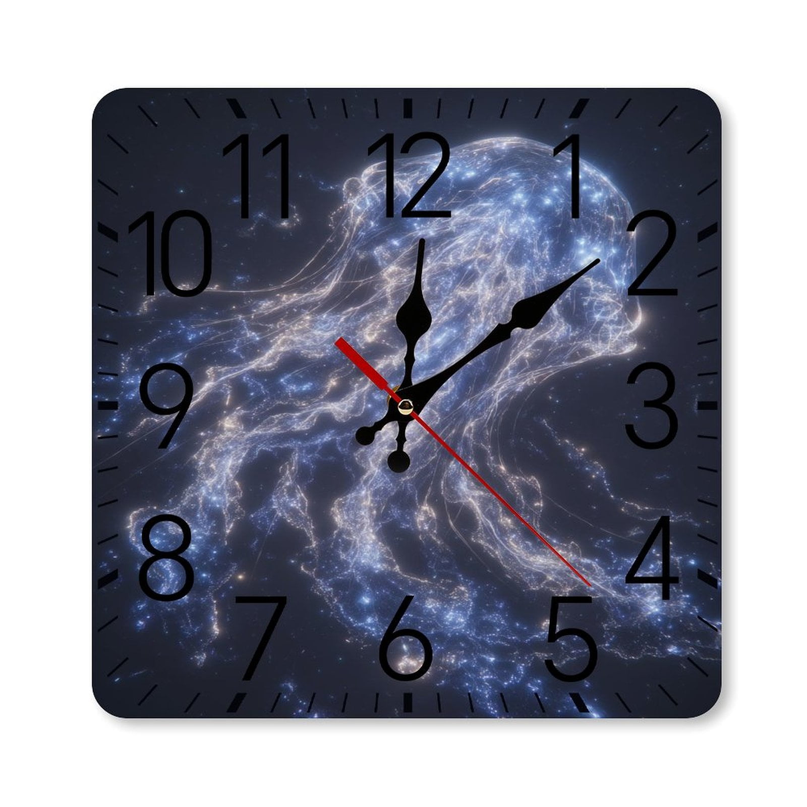 Glowing Jellyfish Nebula Wall Clock Silent Non-Ticking For Home Office ...