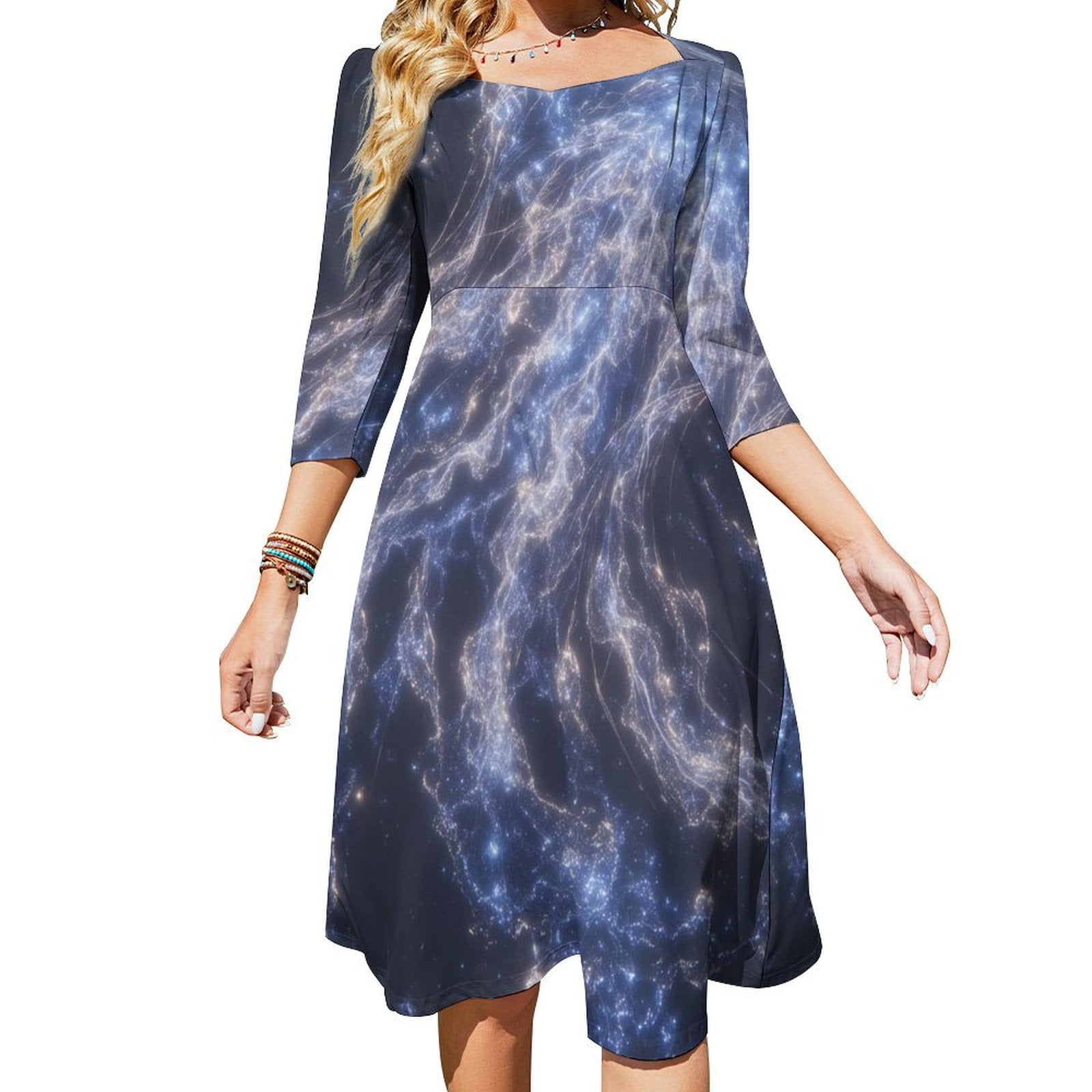 Glowing Jellyfish Nebula Women's Fall Dresses Casual Loose Flowy Swing ...