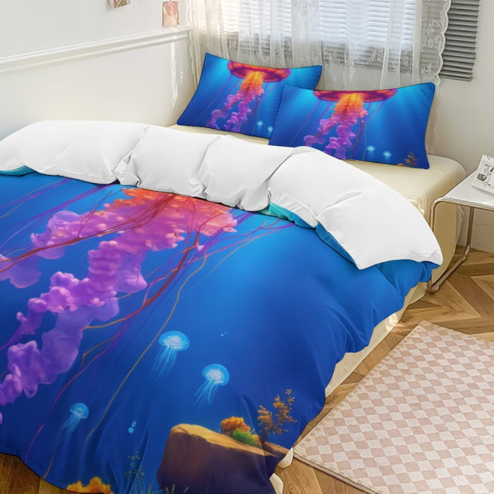 Glowing Jellyfish Ocean Life 3D Duvet Cover Set Quilt Cover Theme of ...