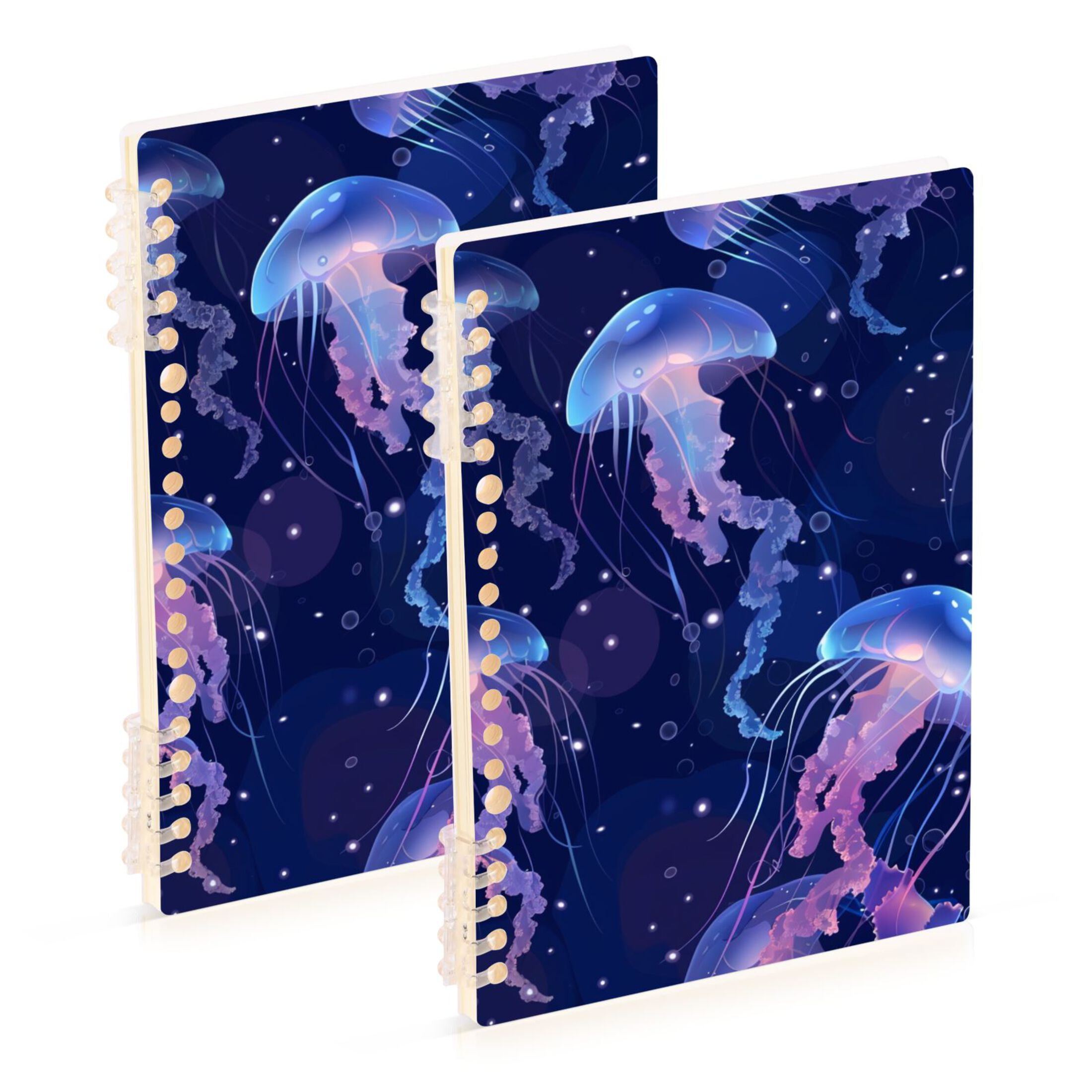 Glowing Jellyfish Ring Binder Notebook Journey Note Diary College Ruled ...