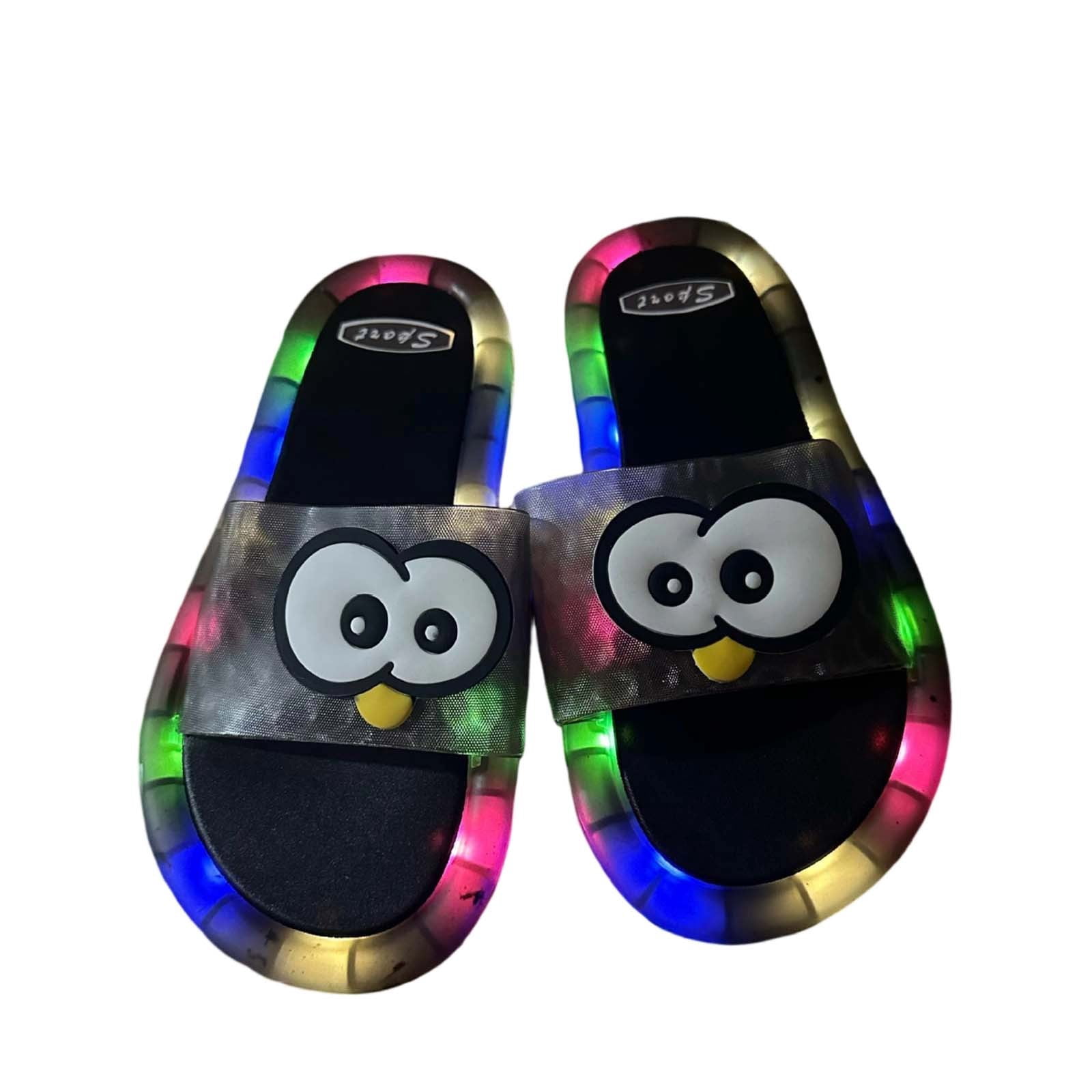 Glowing Kids Sandals Girls Cute Home Or Outdoor Strap Slides Littlefeet ...