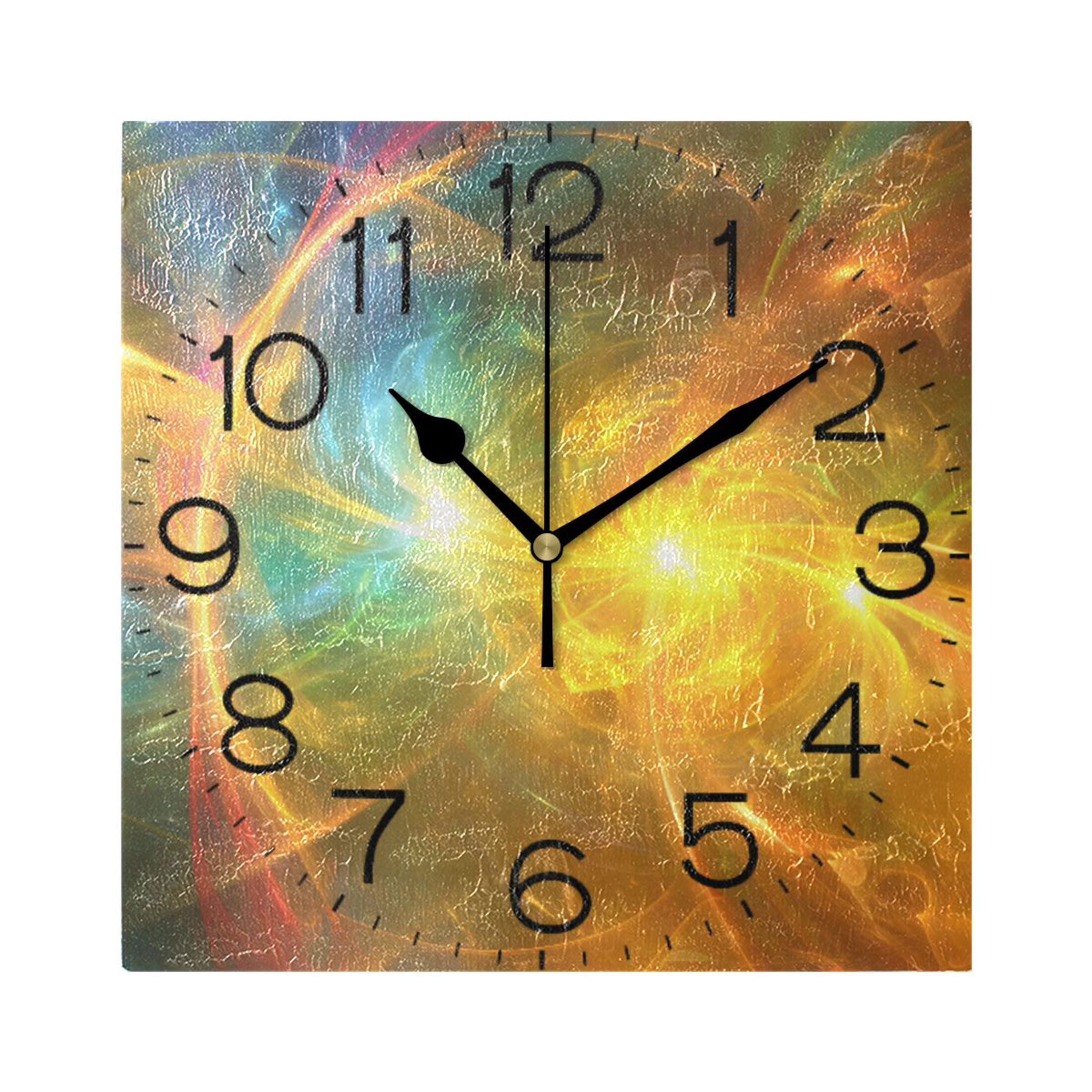 Glowing Lights and Swirls Wall Clock 7.78" Non-Ticking Silent Battery ...