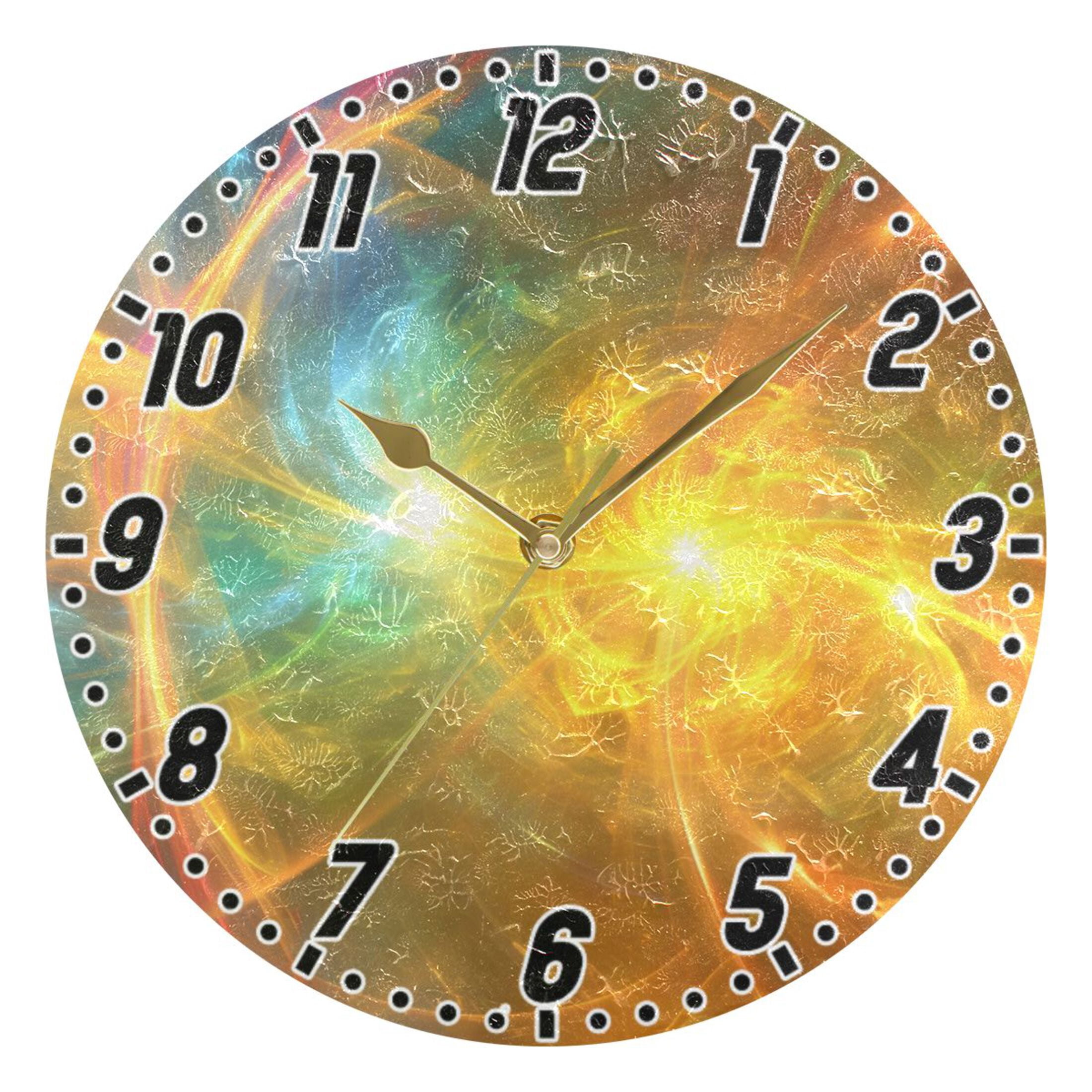 Glowing Lights and Swirls Wall Clock 9.8 inch Battery Operated Clocks ...