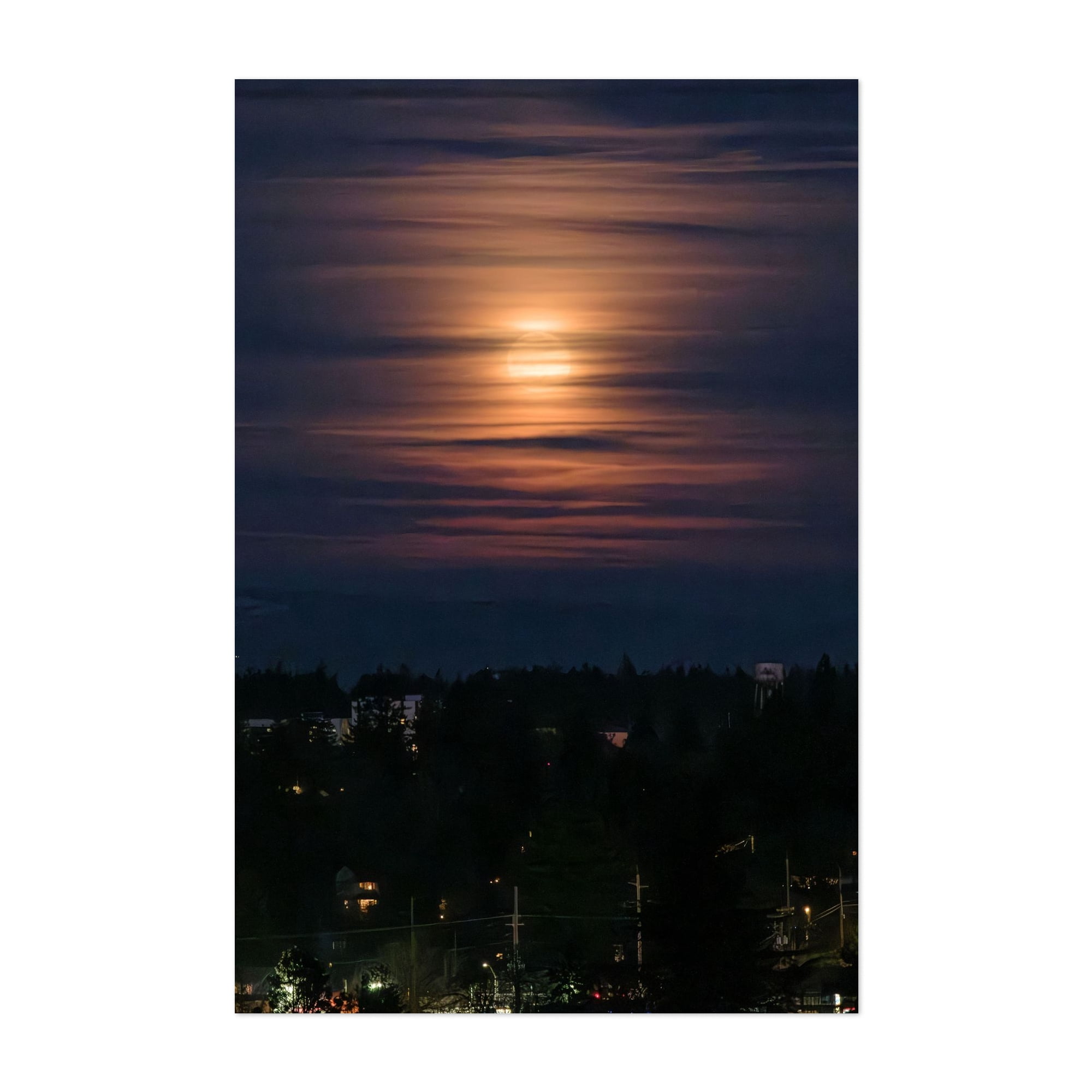 Glowing Moonrise Over Portland - Portland Oregon Photography Moon Night ...