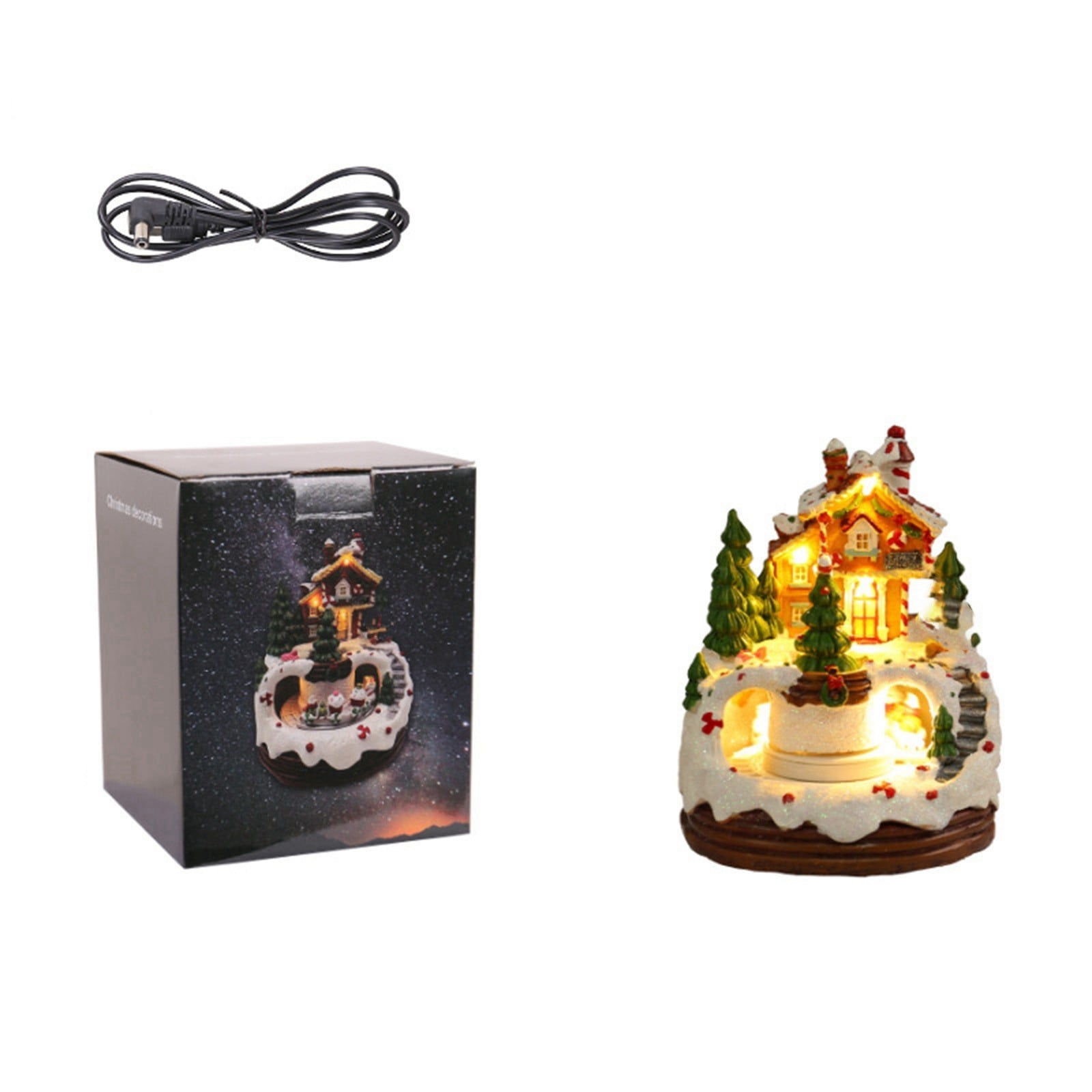 Glowing Music House Ornaments 2024 Border New Music Box Night Light ...