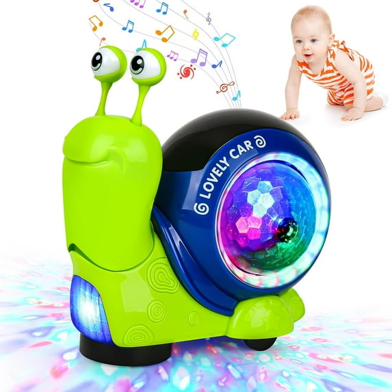 Glowing and Music Playing Crawling Snail,2026 Auto-Sensing Snail ...