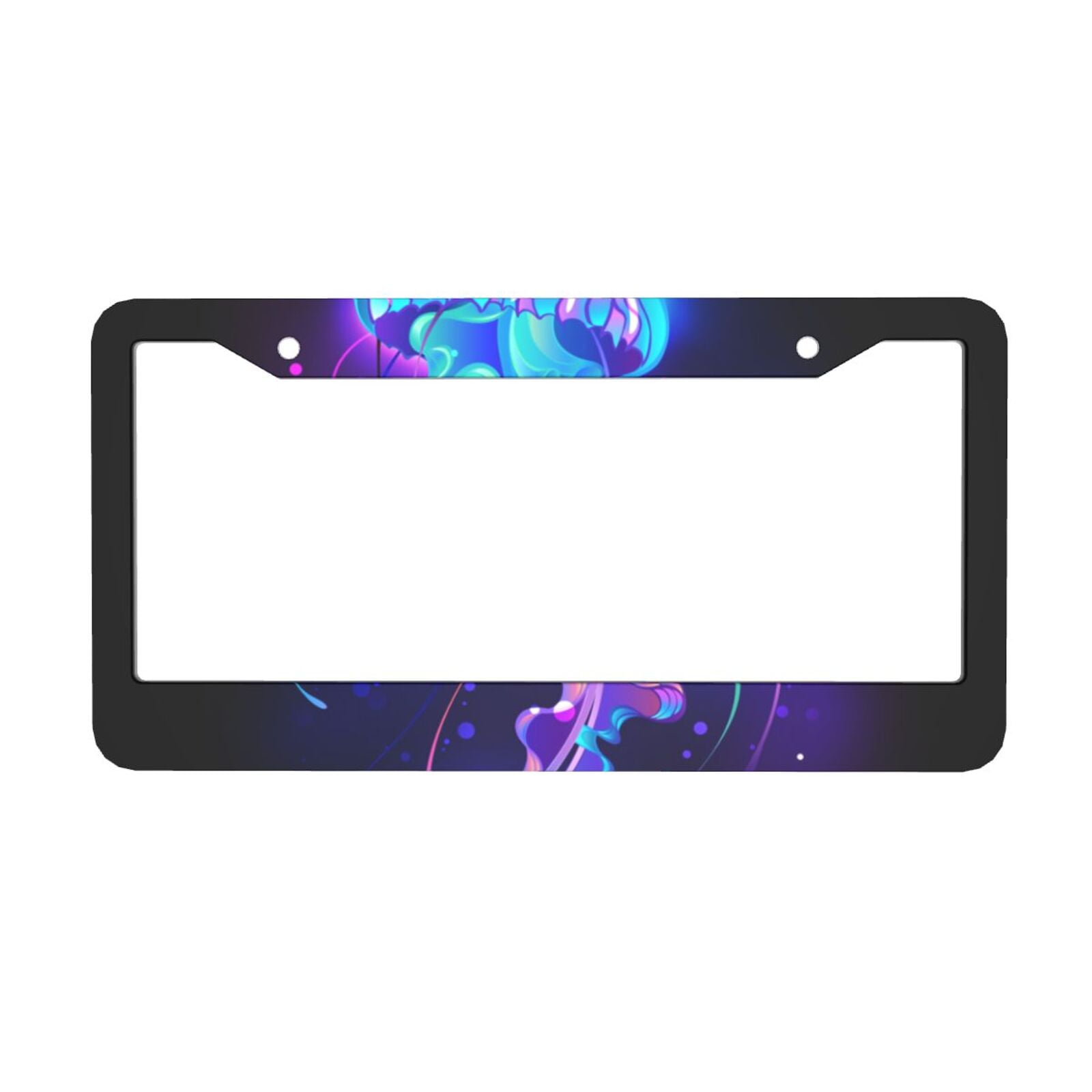 Glowing Neon Jellyfish Aluminum Car License Plate Frames Covers 2 PCS ...