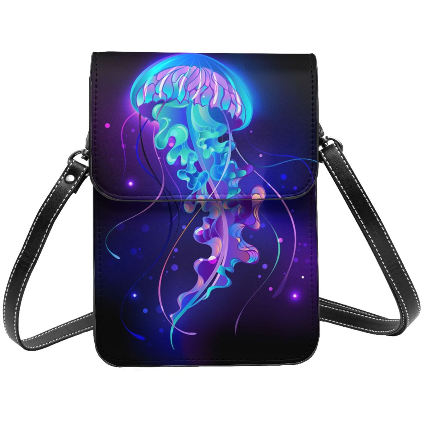 Glowing Neon Jellyfish Cell Phone Purse Small Crossbody Bag with Strap ...