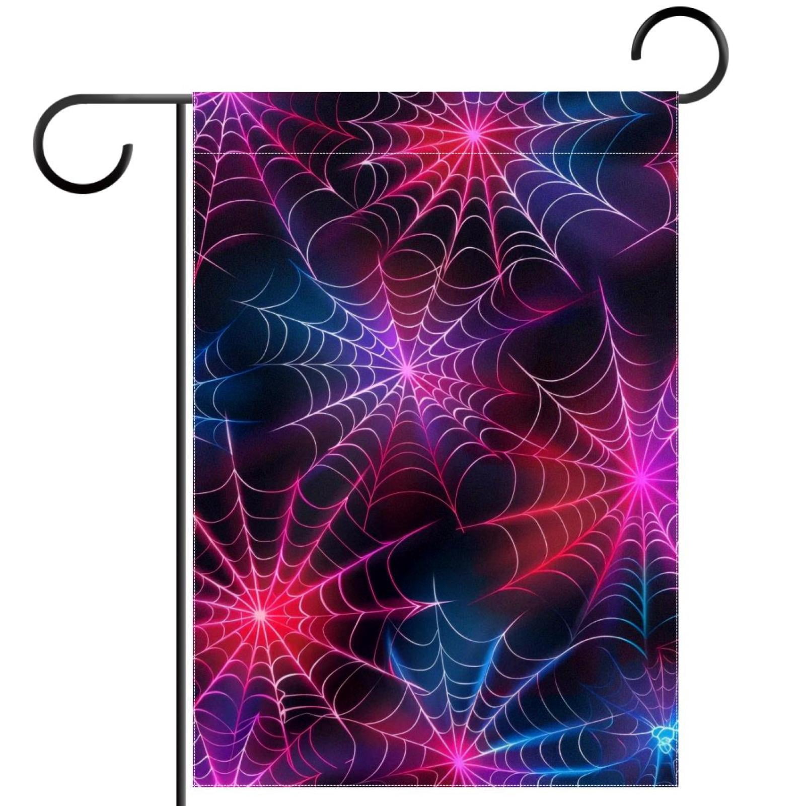 Glowing Neon Spider Webs Seamless Pattern Double Sided Garden Flag ...