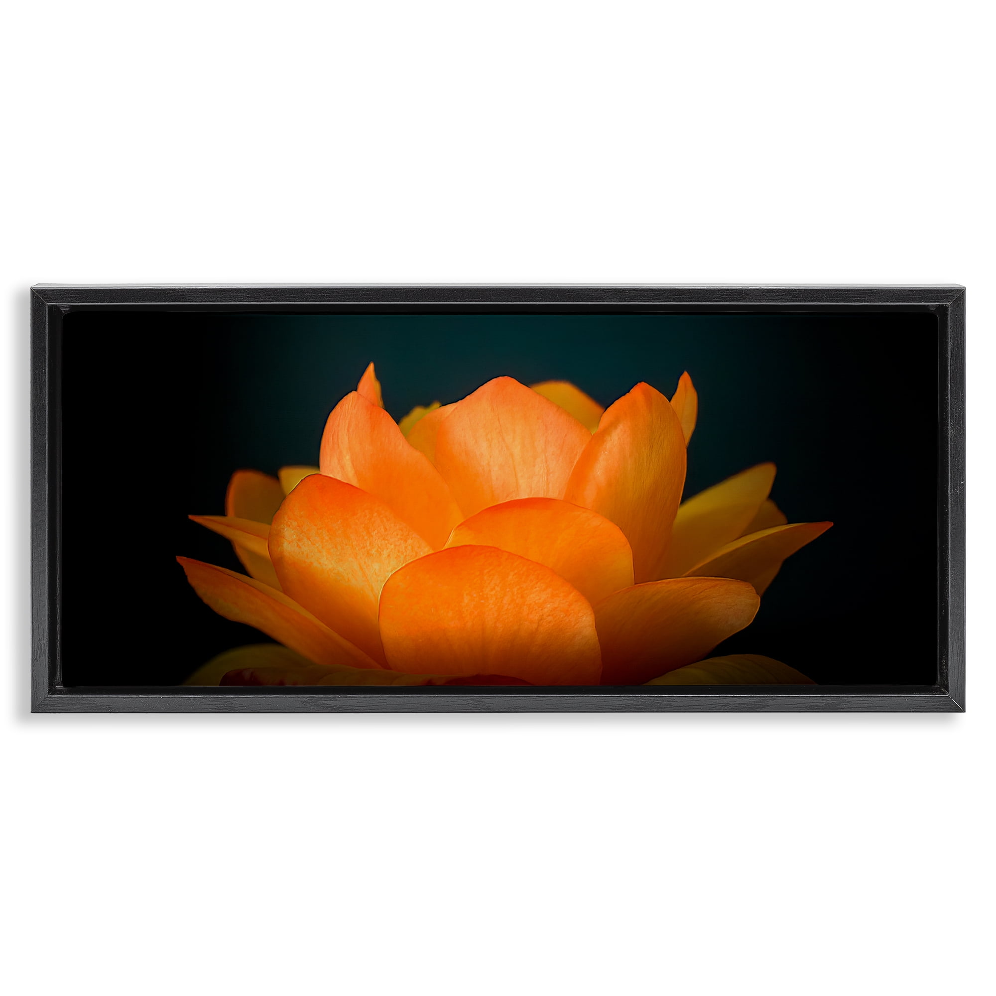 Glowing Orange Lotus Black Framed Floater Canvas Wall Art, design by ...