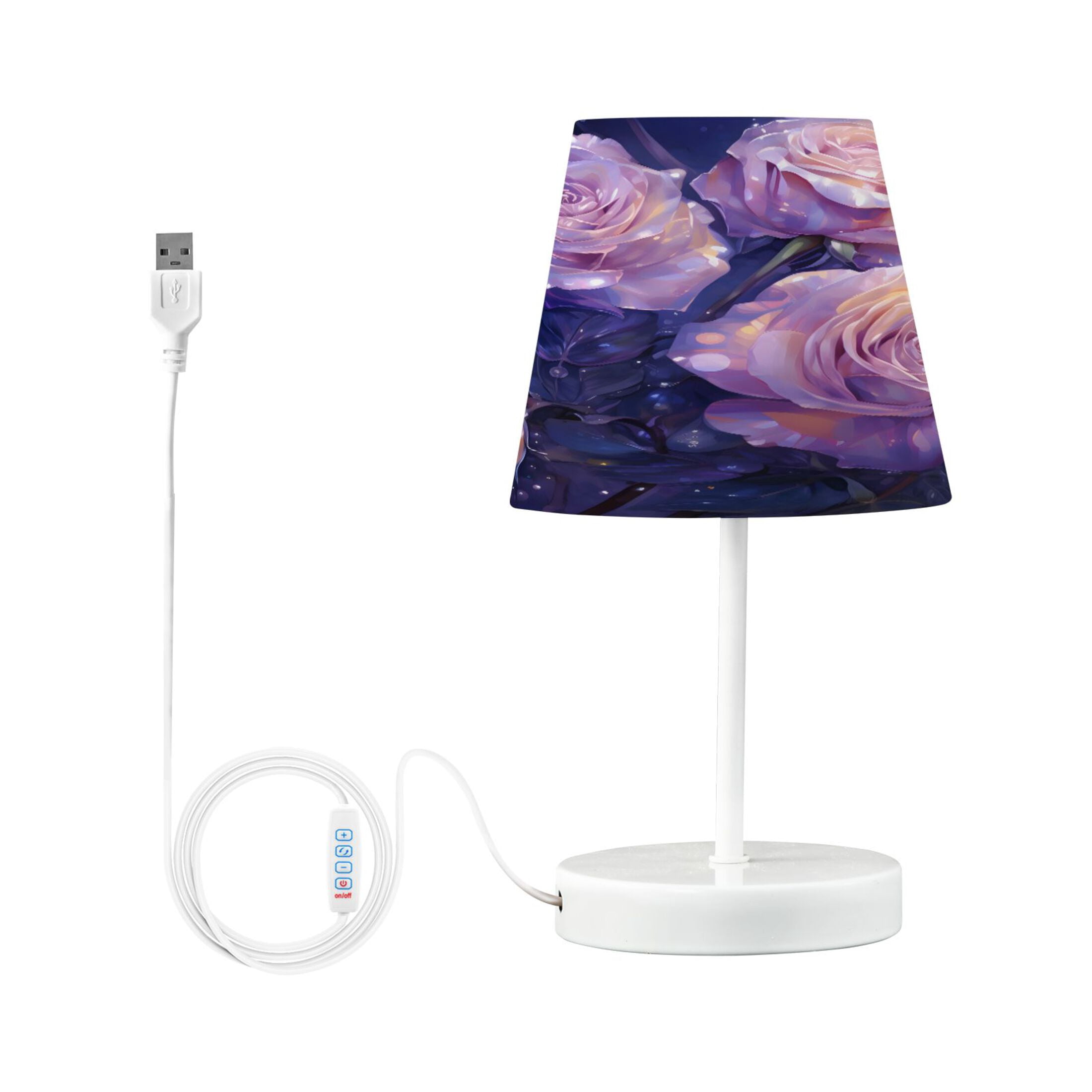 Glowing Petals Rose Desk Lamp LED Table Nightstand Lamps with 3 Color ...