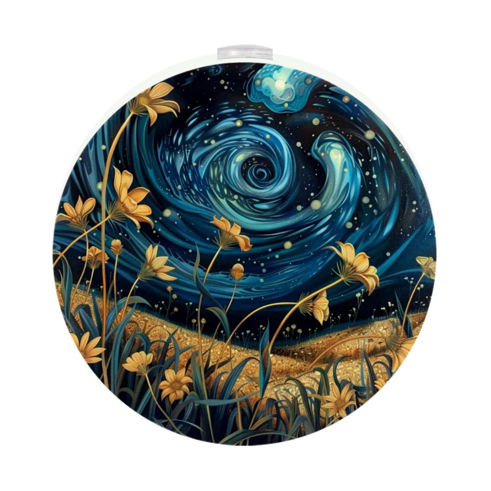 Glowing Plants LED Round Night Light-2PCS, Wireless Dimmable Bedside ...